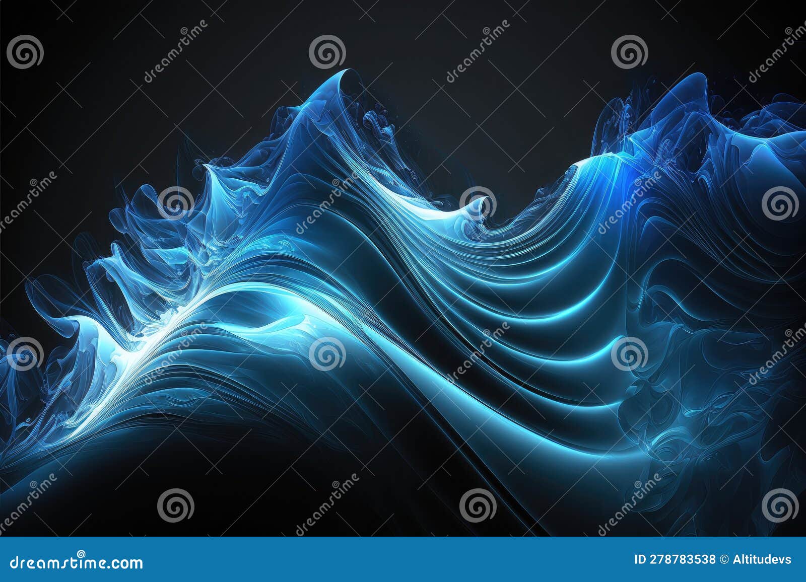 Swirling Blue Abstract Liquid Wave Background with Light Reflections ...