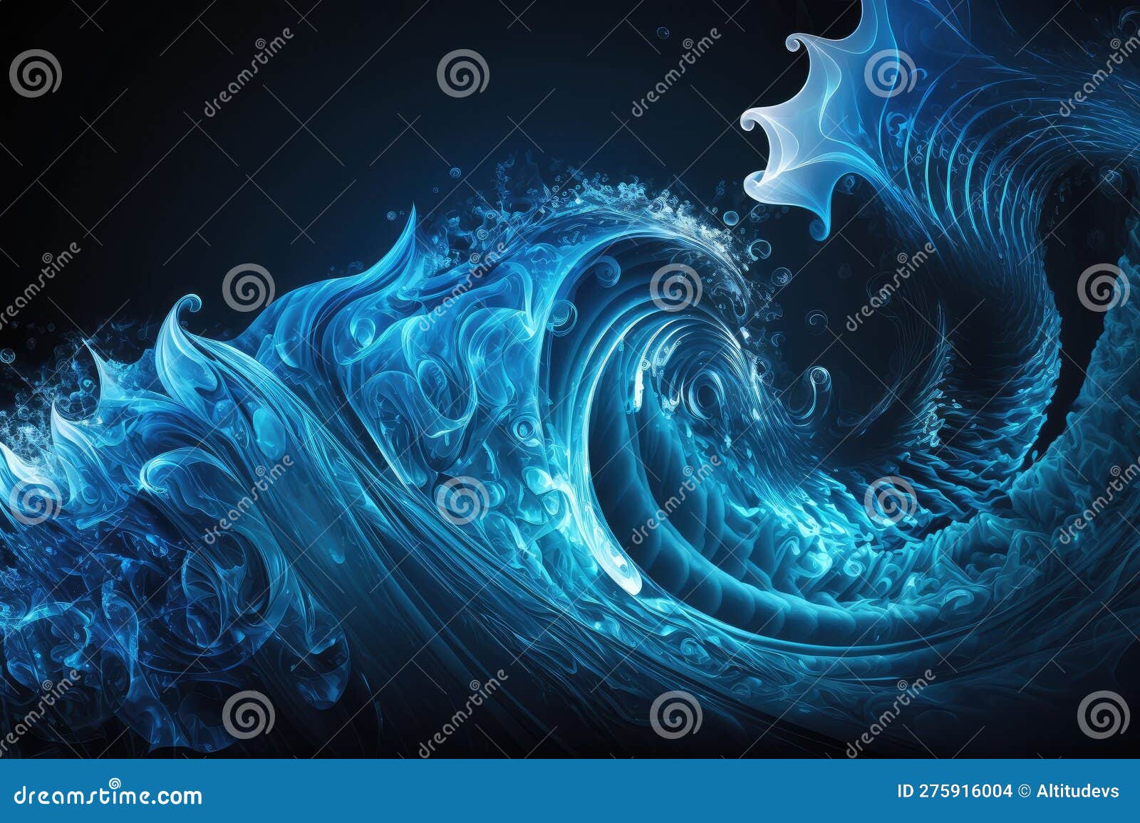 Swirling Blue Abstract Liquid Wave Background with Light Reflections ...