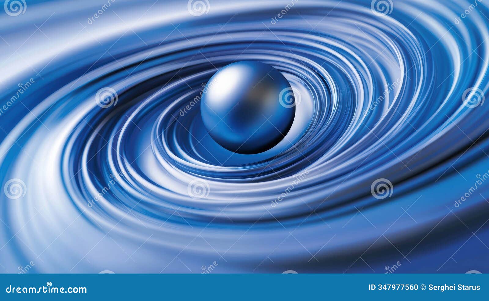 Swirling Blue Vortex with a Metallic Sphere at Its Center Creates a ...