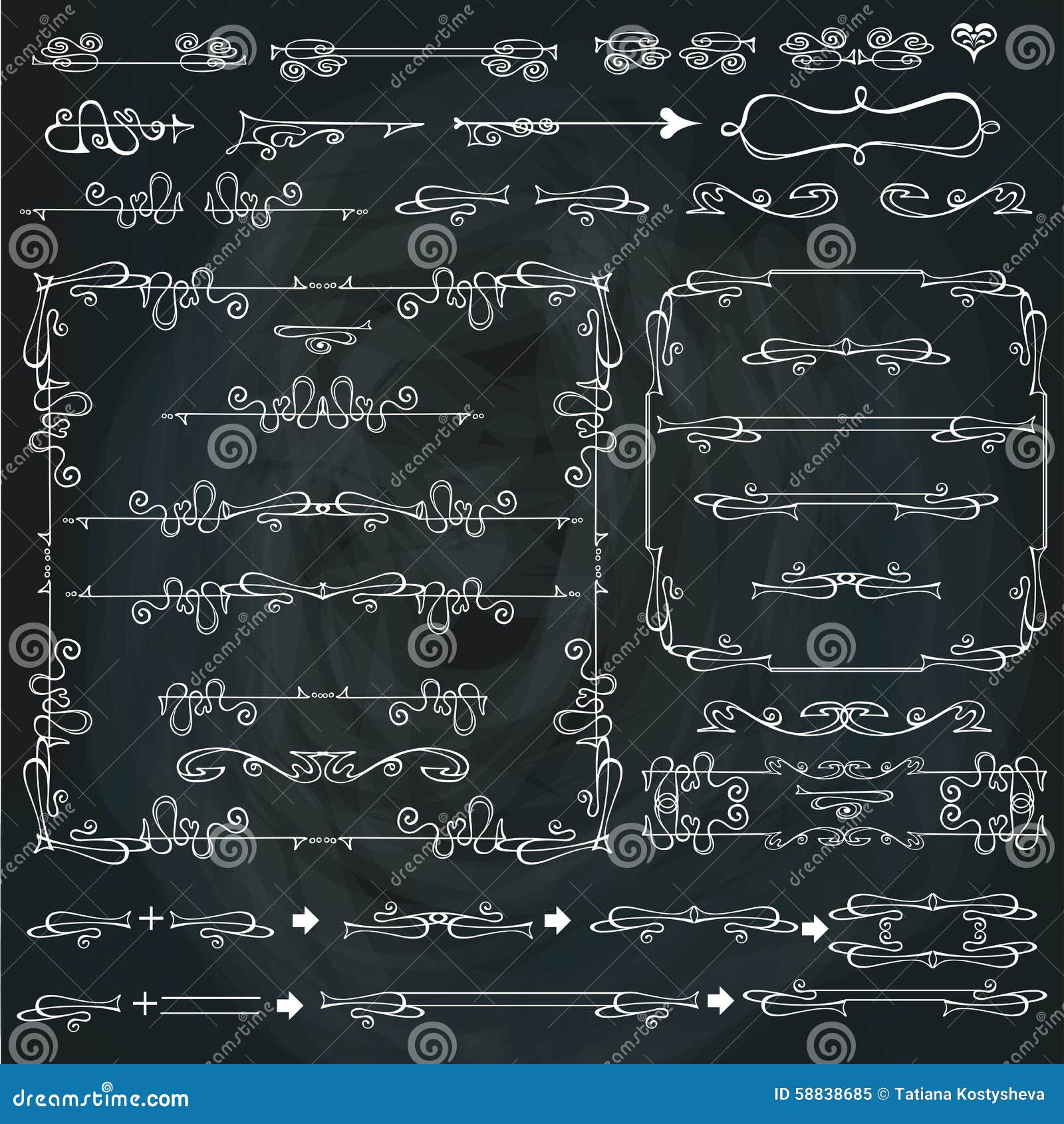 Curled Calligraphic Design Elements For Logo Cartoon Vector ...