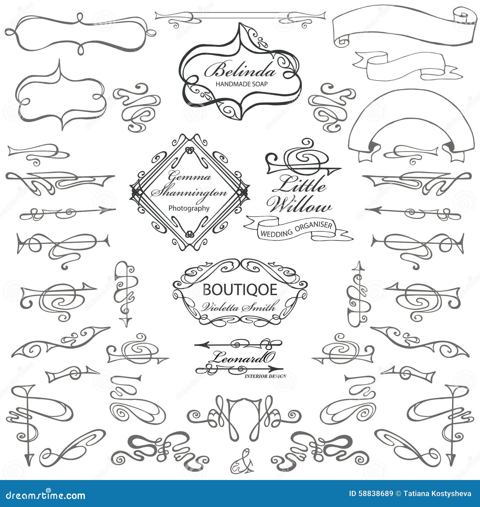 Swirling Calligraphic Elements,ribbons,Curled Stock Vector ...