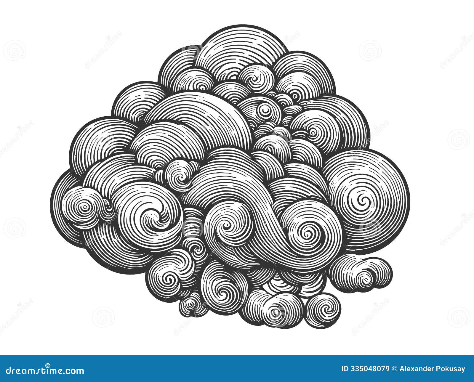 Swirling Cloud Engraving Vector Illustration Stock Illustration ...