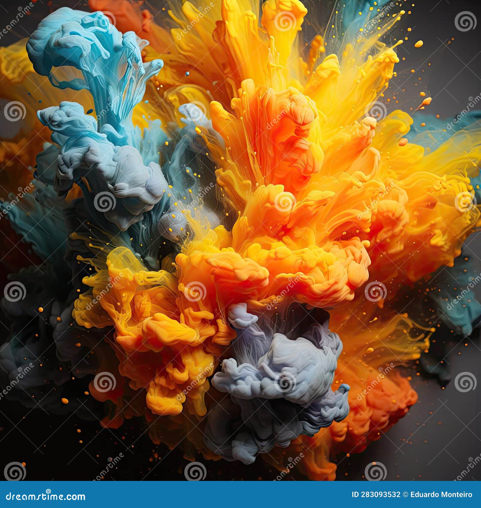Swirling Color Splash Over a Grey Background Stock Illustration ...