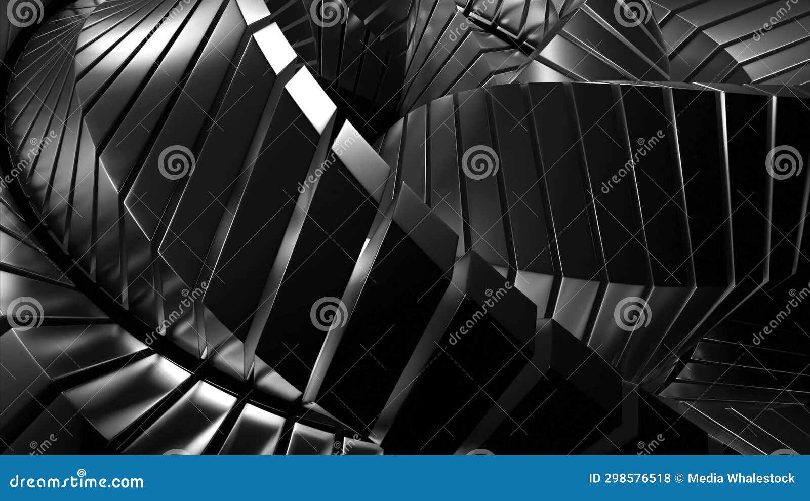 Swirling 3d Structure with Metallic Lines. Action. Abstract Metal ...