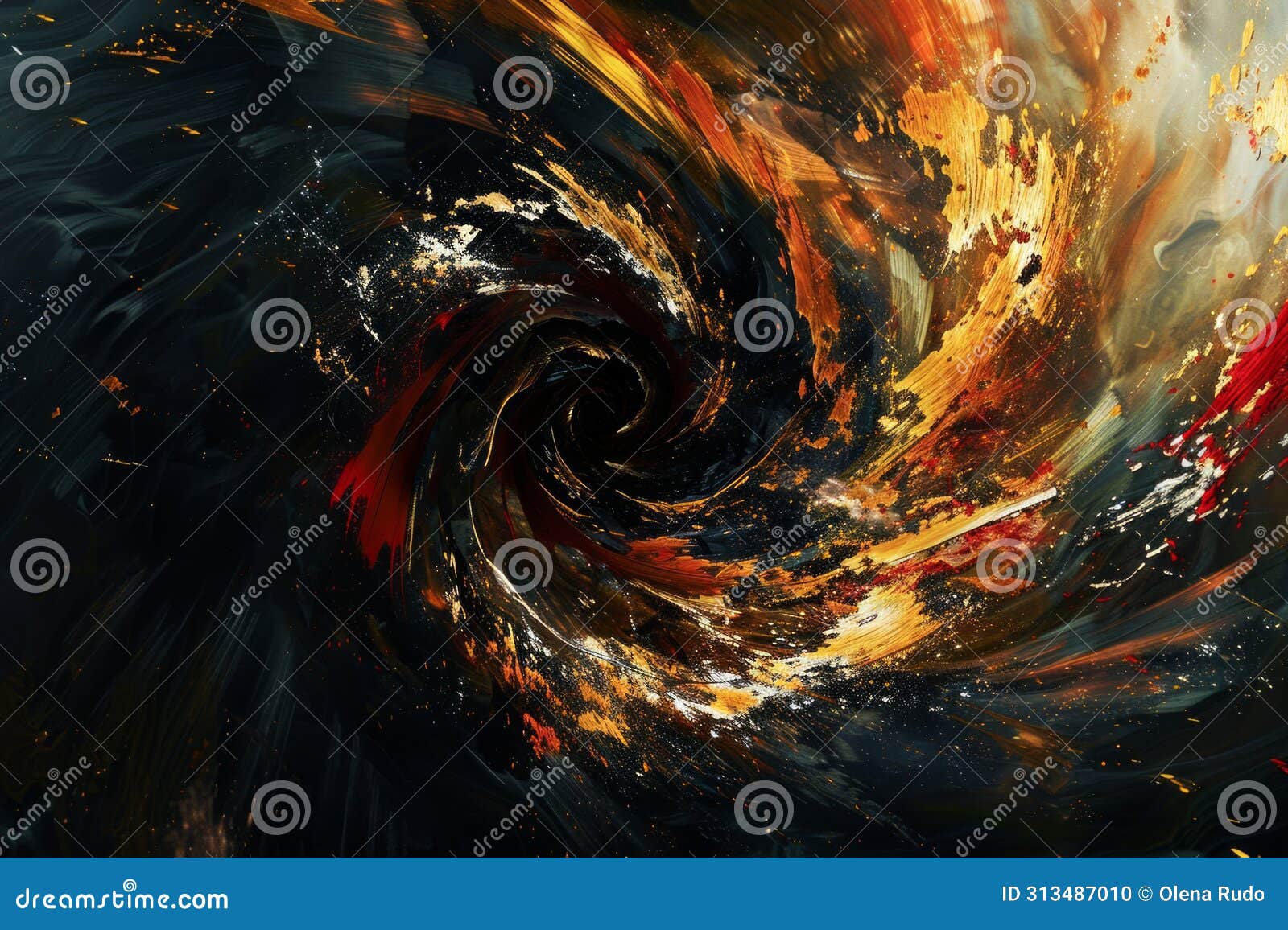 Swirling Dance of Red, Yellow, and Black Paint Creating Abstract Art ...