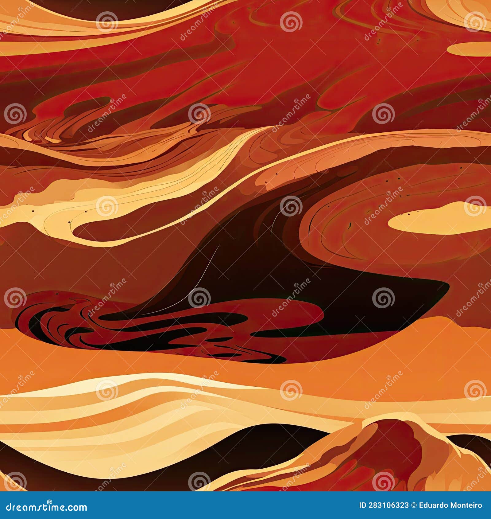 Swirling Desert Pattern in Reds with Layered and Atmospheric Landscapes ...