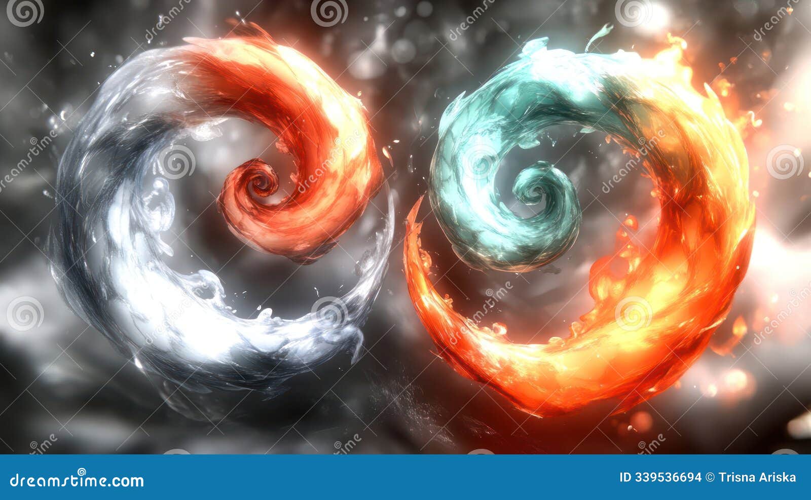 A Swirling Design Representing Fire and Water Elements in a Dynamic ...