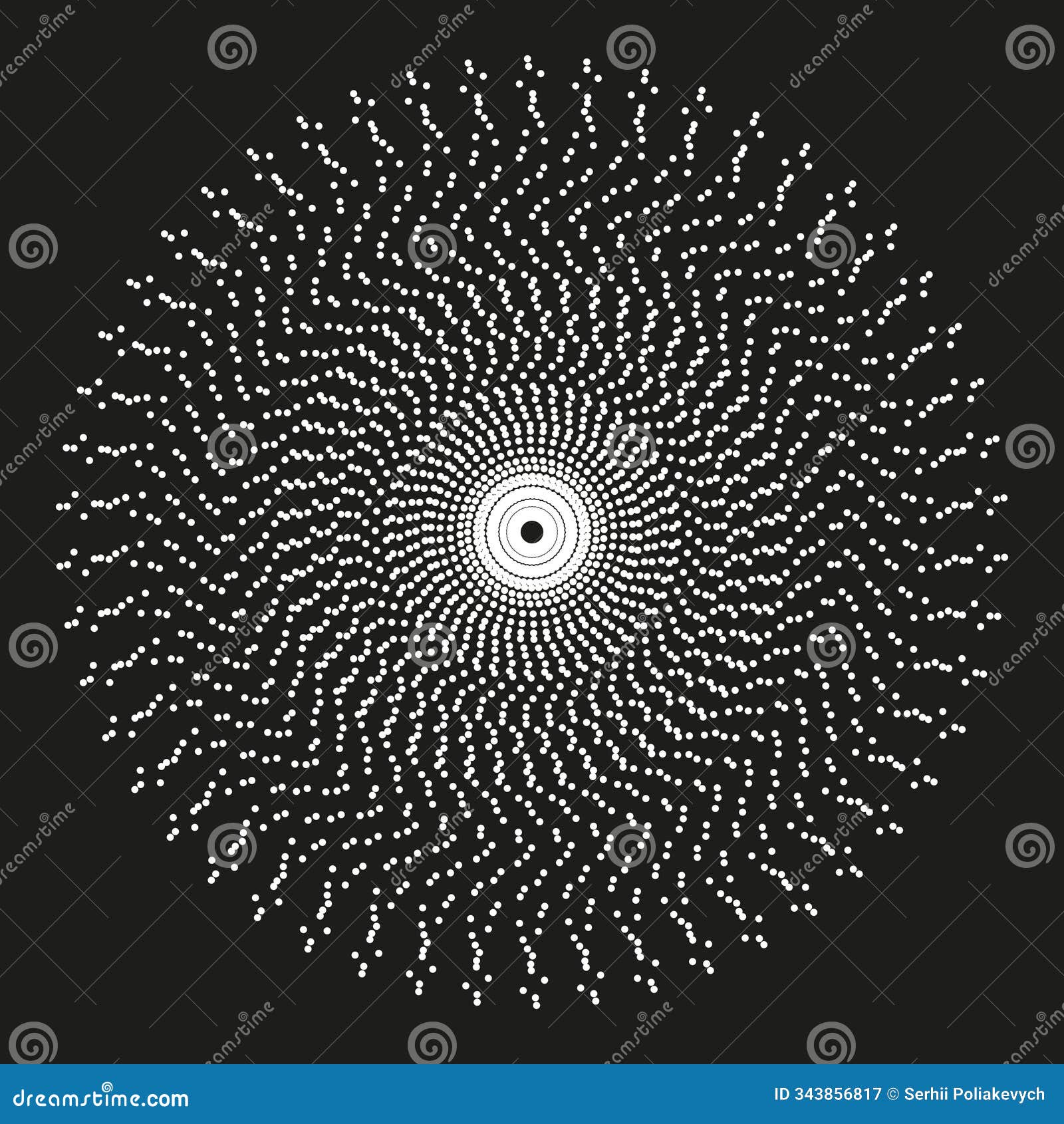 Swirling Dot Pattern. Concentric Circle Design. Abstract Spiral Icon ...