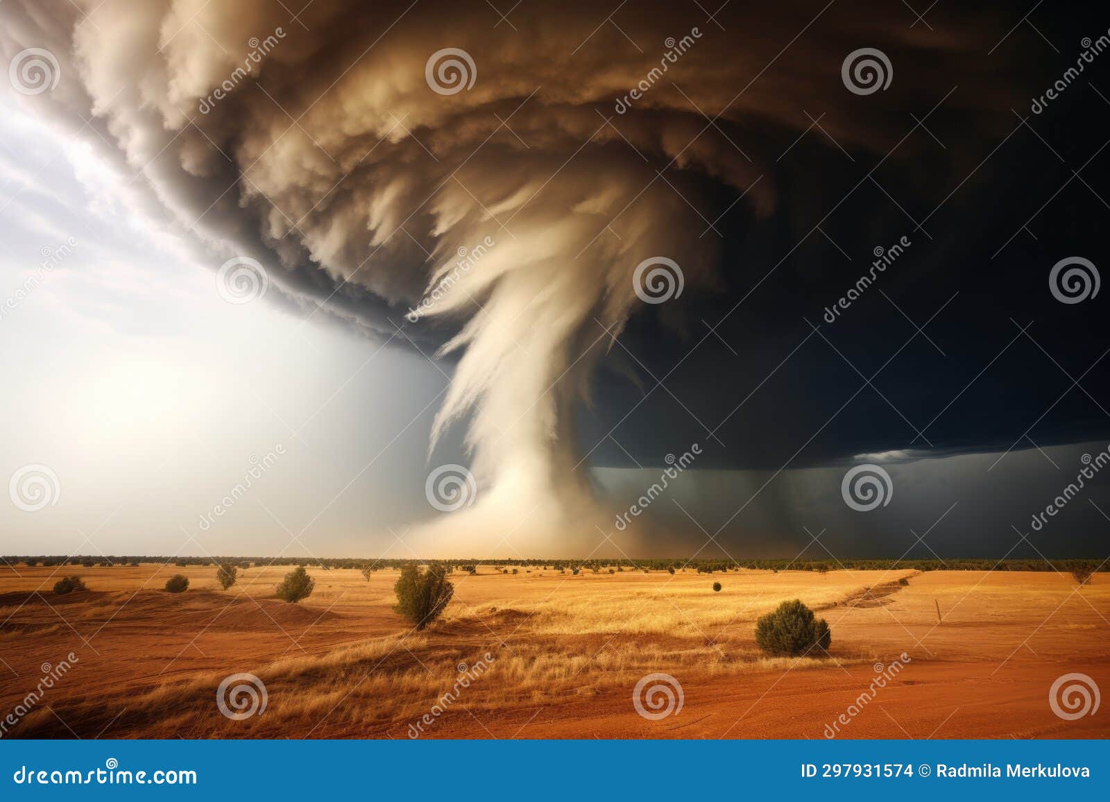 A Swirling Dust or Sand Tornado on an Expansive Open Plain, Creating a ...