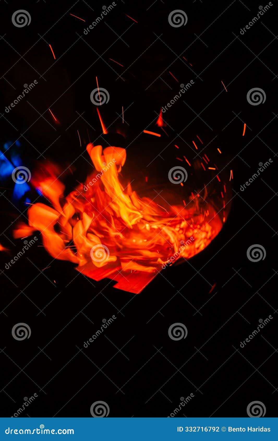 Swirling Fire and Ember Bursting Up in the Air Stock Photo - Image of ...