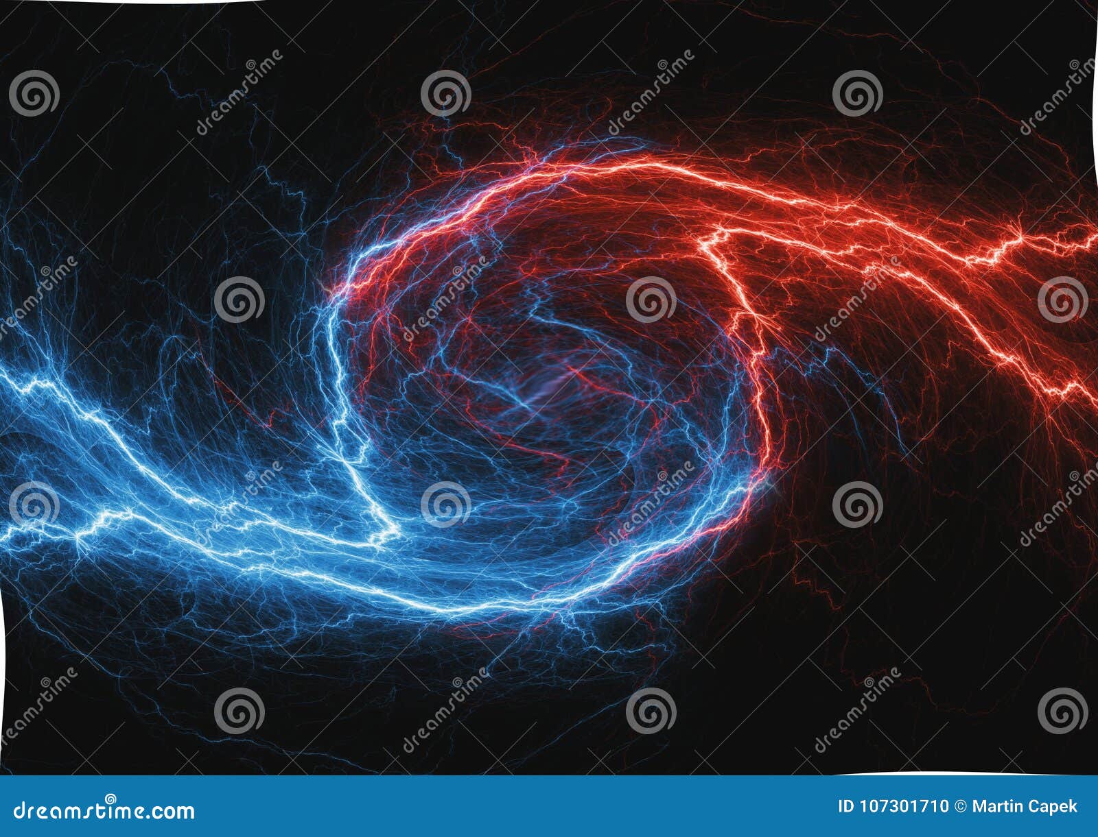 Swirling Fire and Ice Plasma Lightning Stock Illustration ...