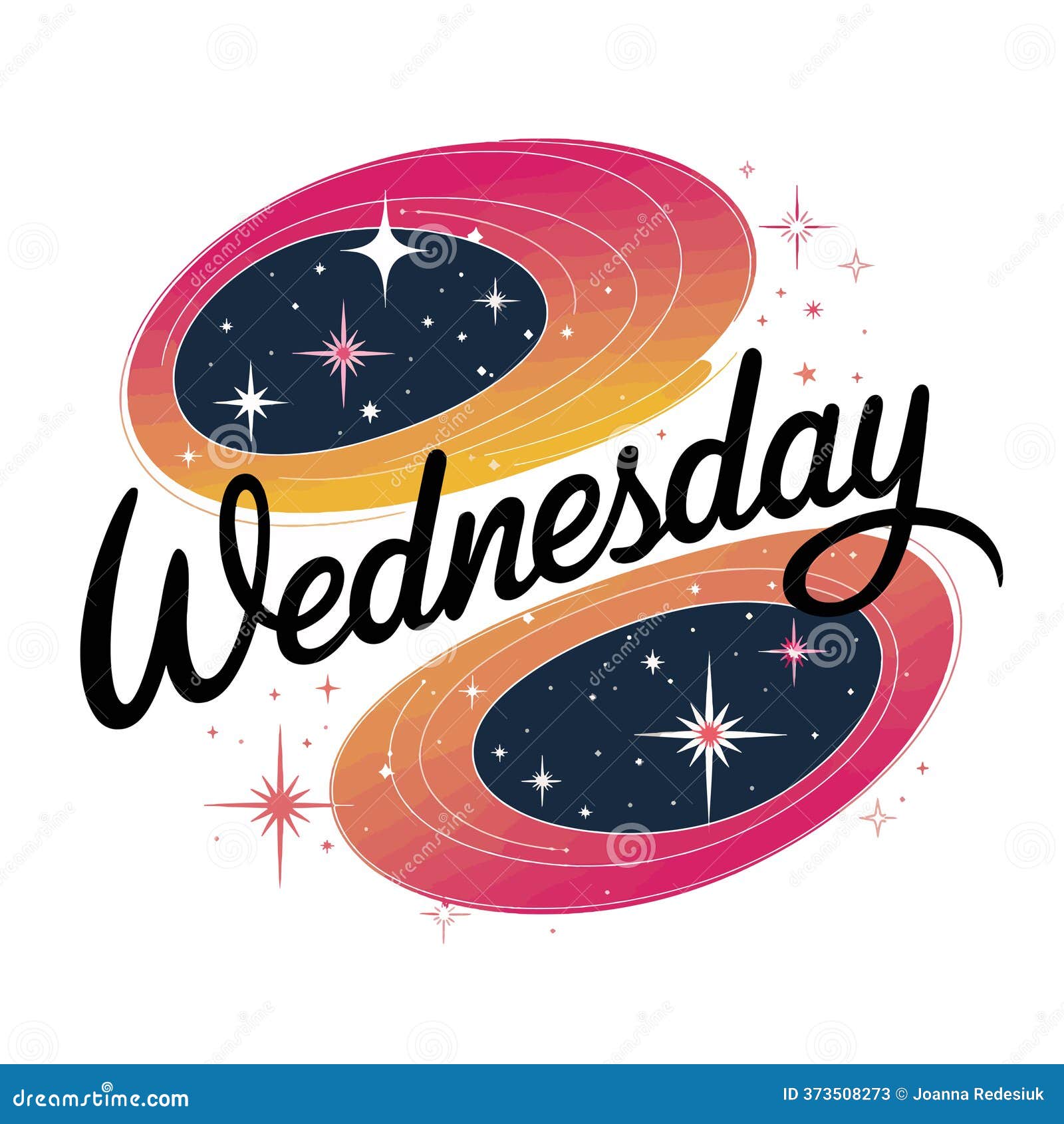 Word Wednesday Animation On Black Background Approaches And Moves Away ...