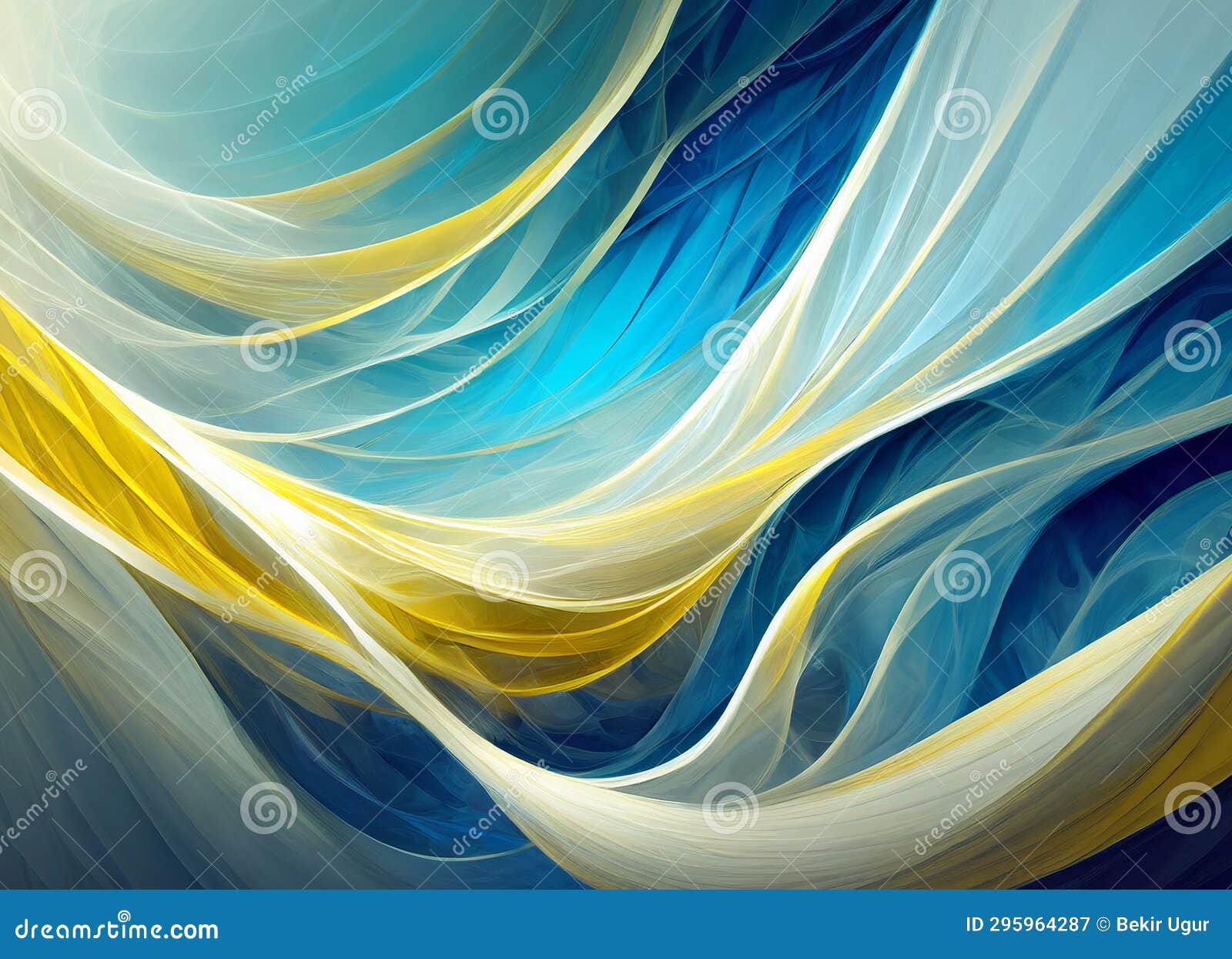 Swirling and Intersecting Lines in Shades of Blue, Yellow and White ...