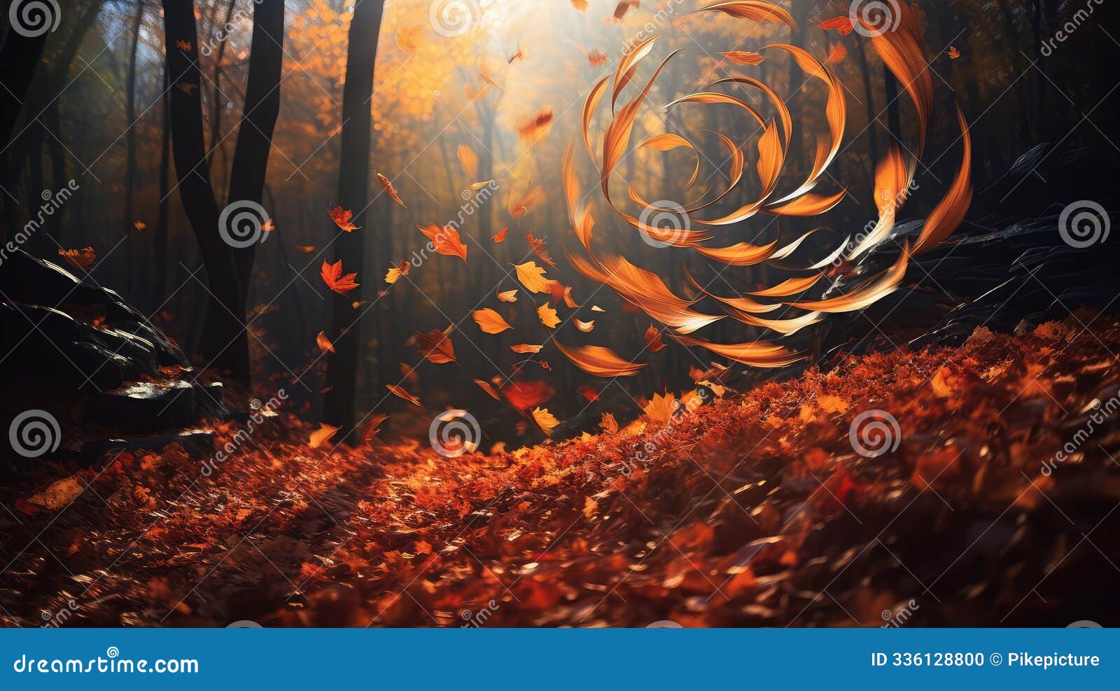 Swirling leaf falling stock illustration. Illustration of crisp - 336128800