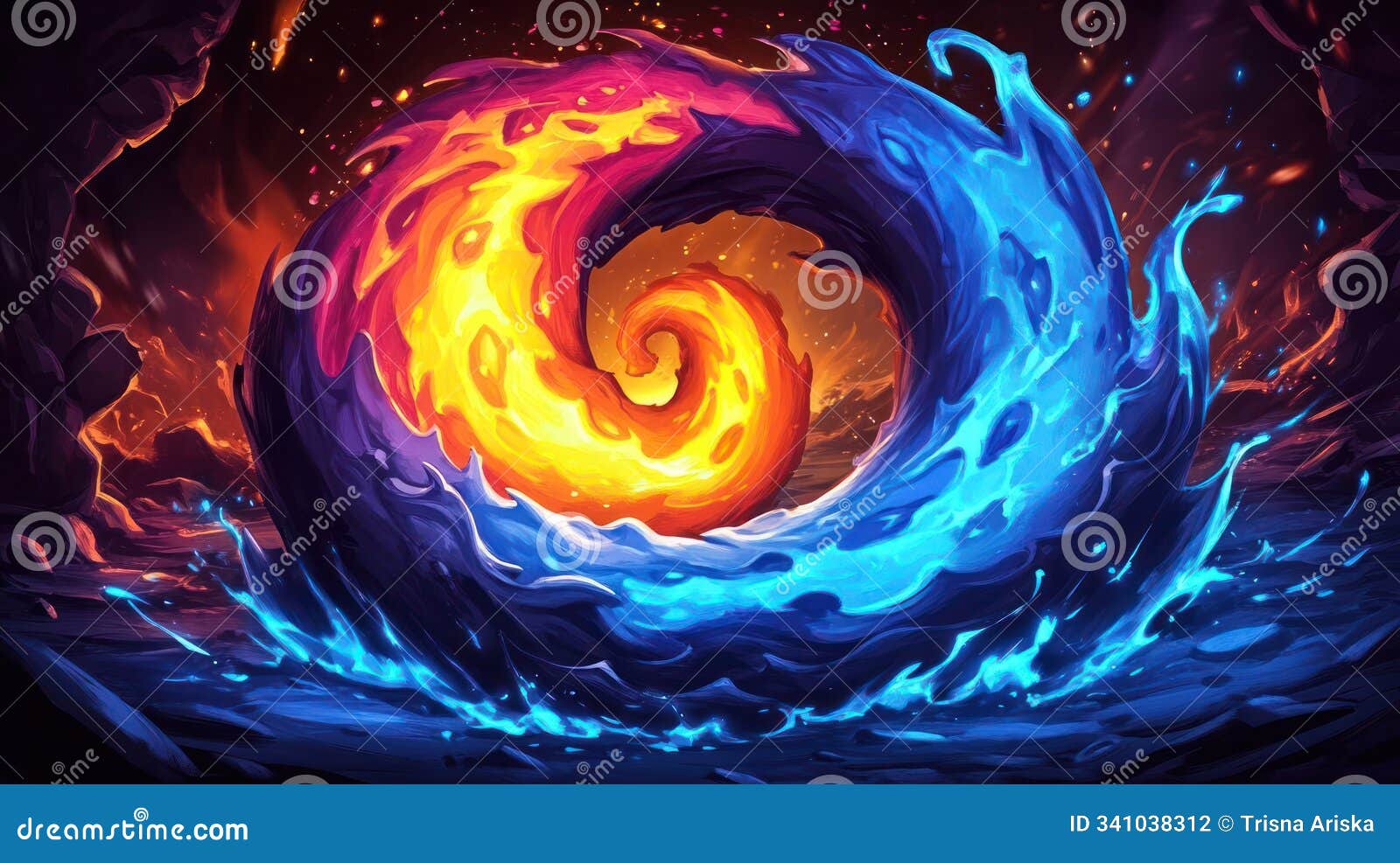 A Swirling Mix of Fire and Water, Symbolizing Balance and Elemental ...