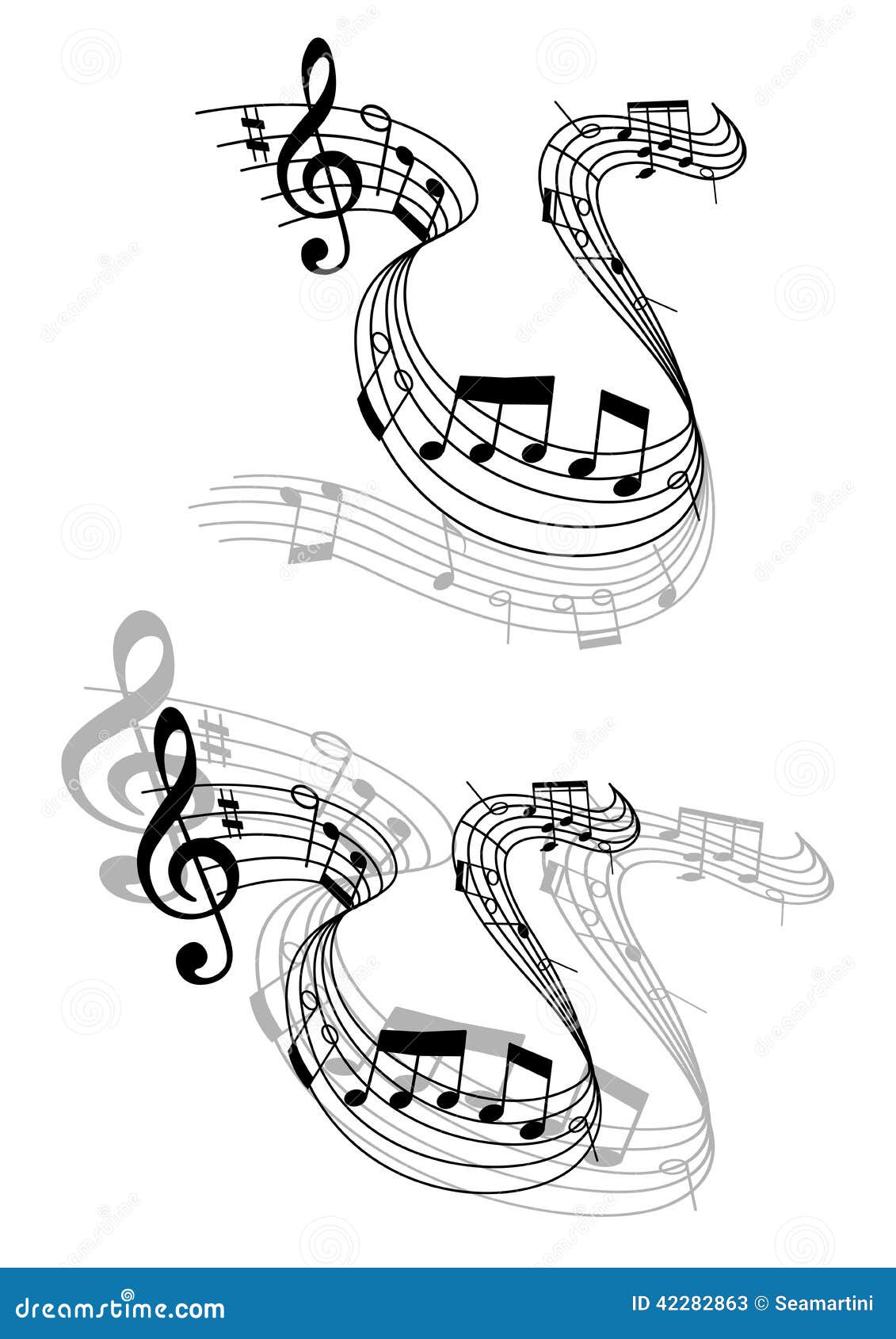 Swirling Music Score with Musical Notes Stock Vector - Illustration of ...