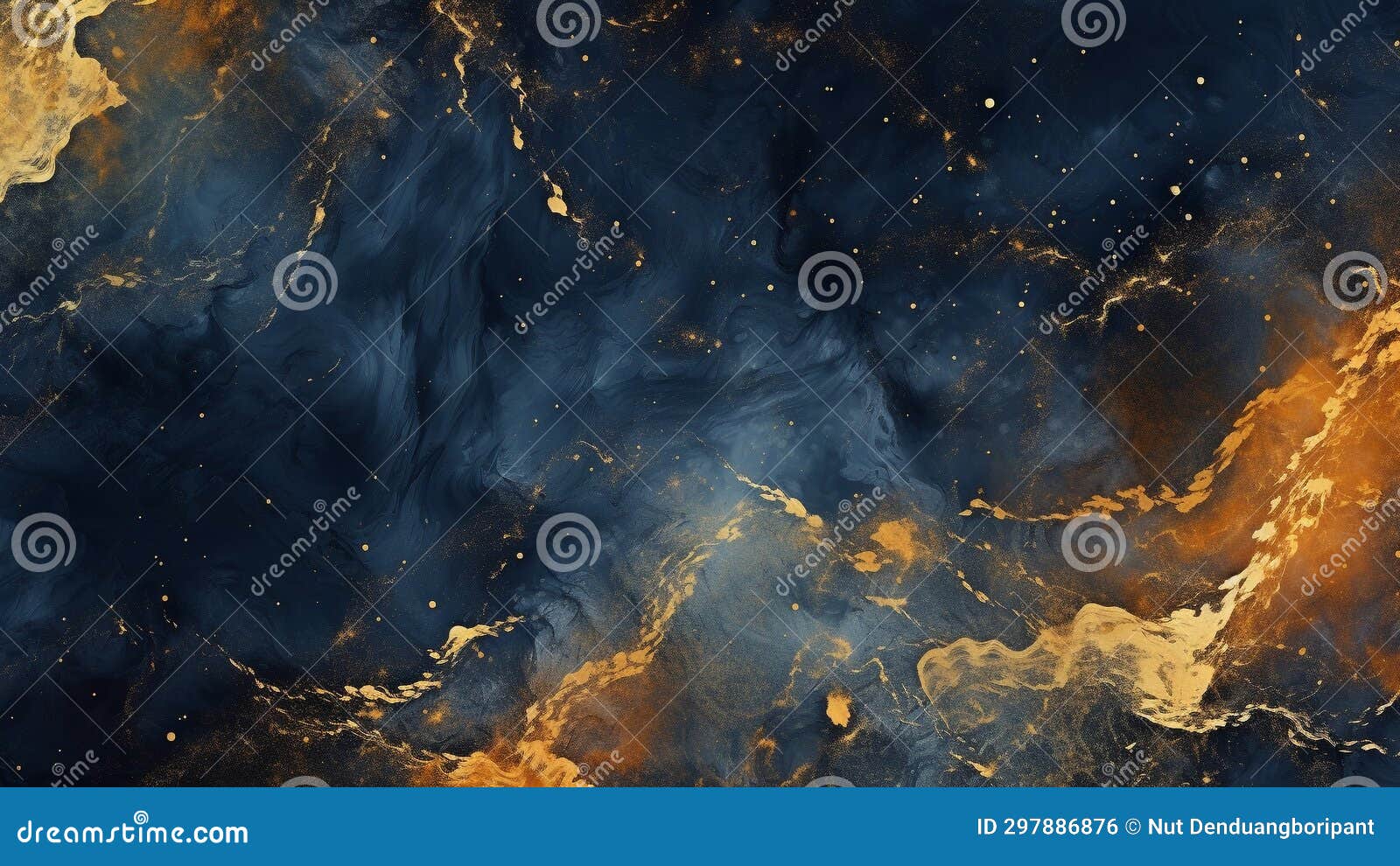 Swirling Nebula in Stellar Gold and Deep Space Navy Stock Photo - Image ...