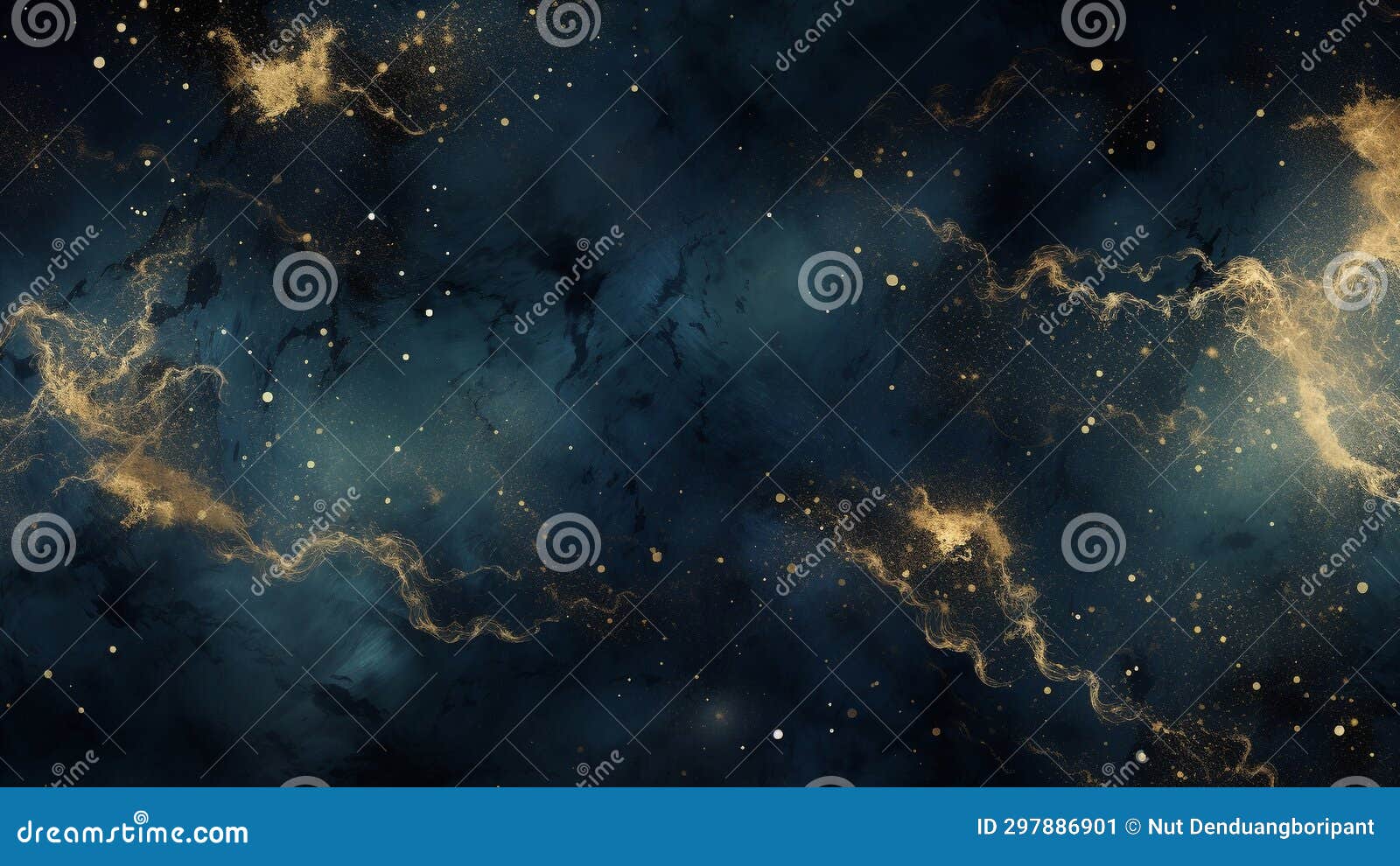 Swirling Nebula in Stellar Gold and Deep Space Navy Stock Illustration ...