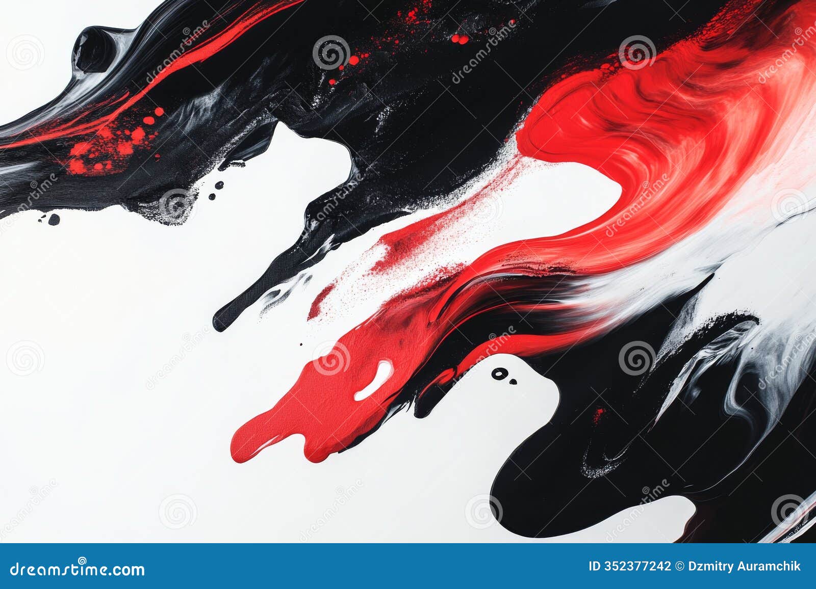 Swirling Patterns of Red and Black Ink Create an Abstract Image on ...