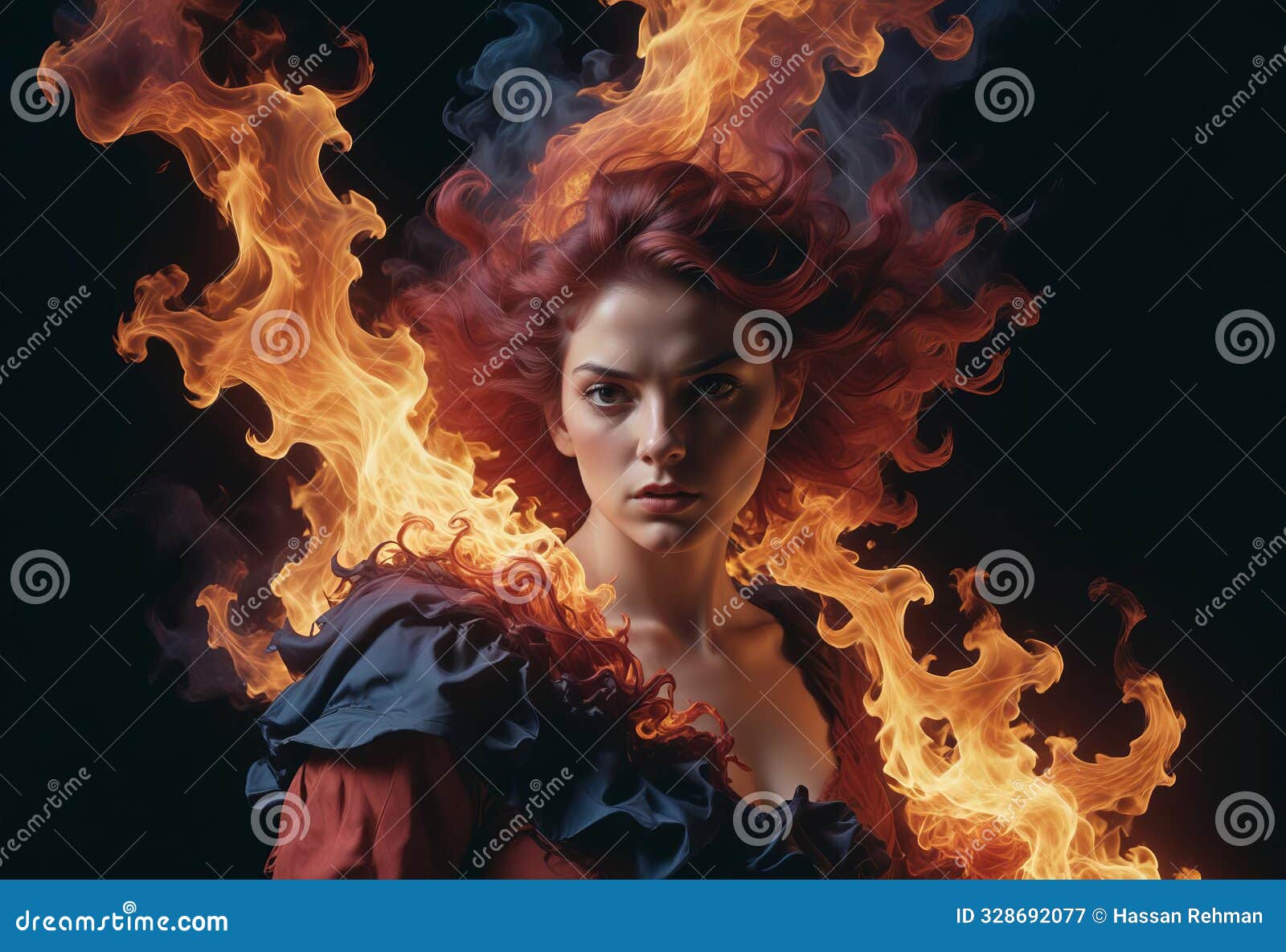 Swirling Red and Black Flames, with Intense Stock Illustration ...