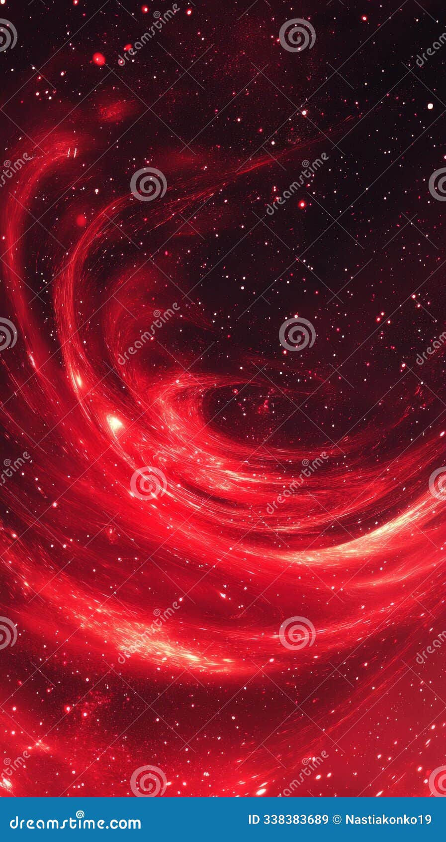 Swirling Red Galaxy with Stars, Cosmic Scene. Outer Space Exploration ...