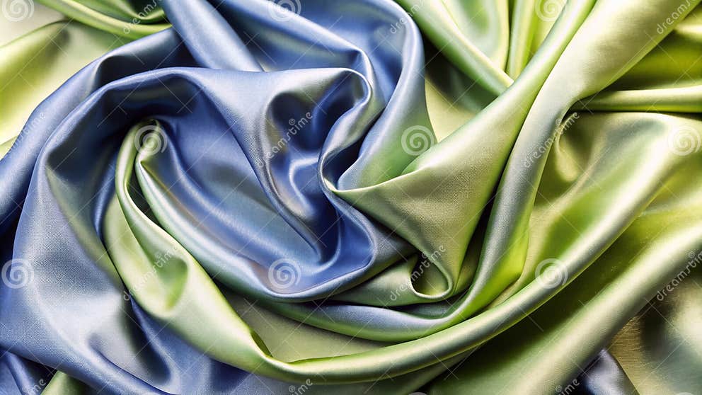 Swirling Silk Blue-Green Gradient, Satin Texture Stock Illustration ...