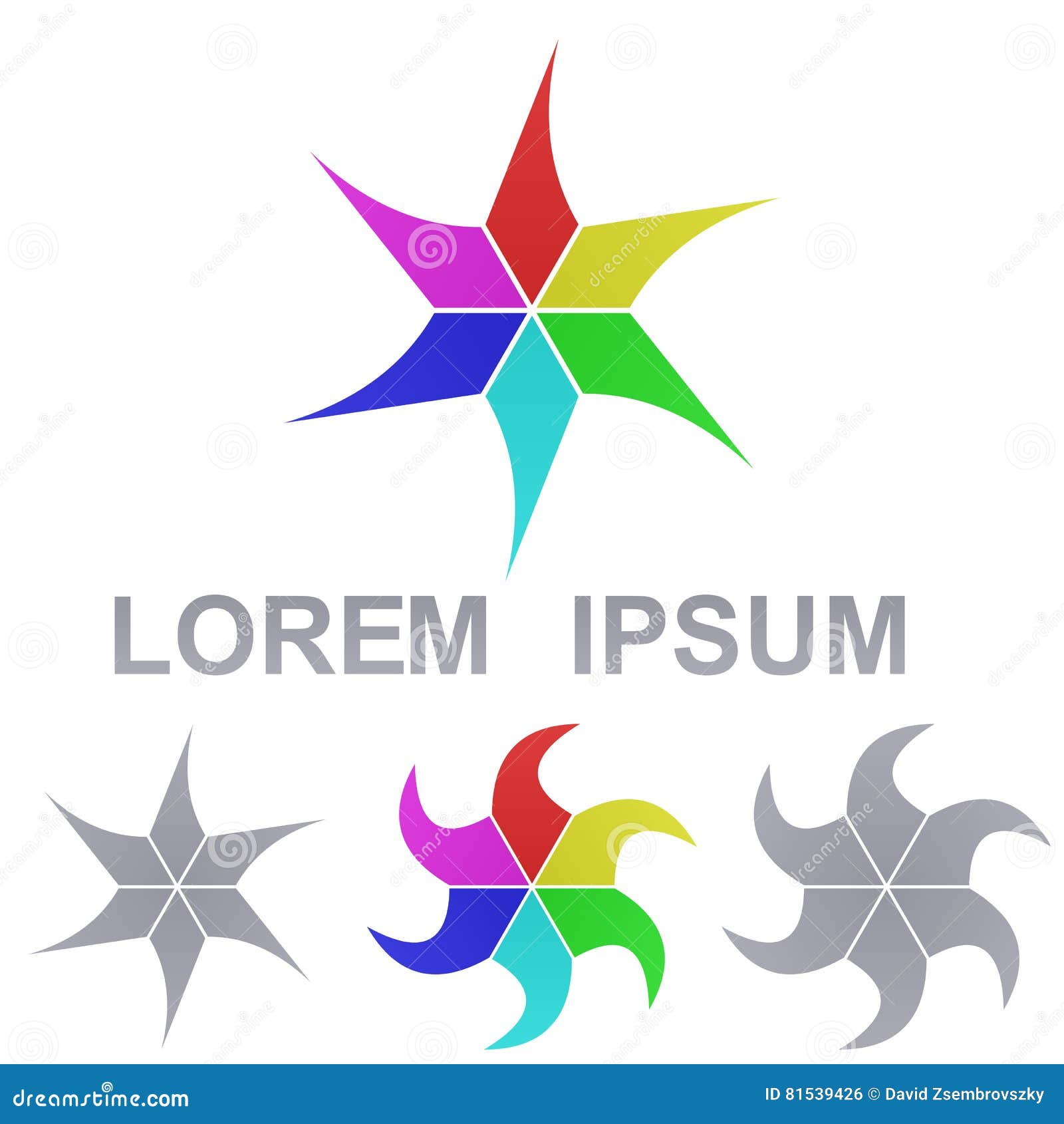 Swirling Star Logo Design Set Stock Vector - Illustration of concept ...