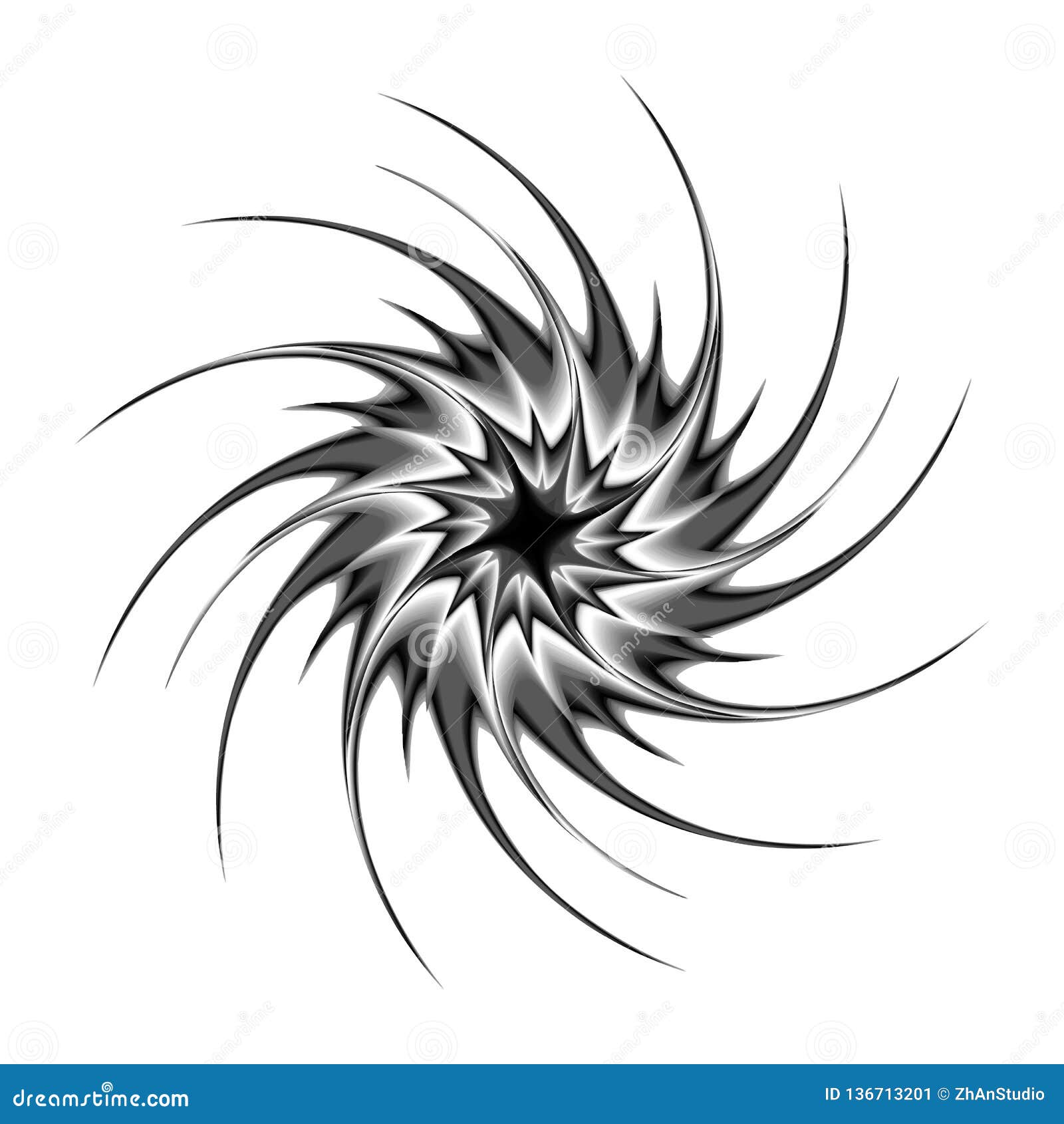 Swirling Star with Rays White in Space Isolated, Vector, Black Stock ...