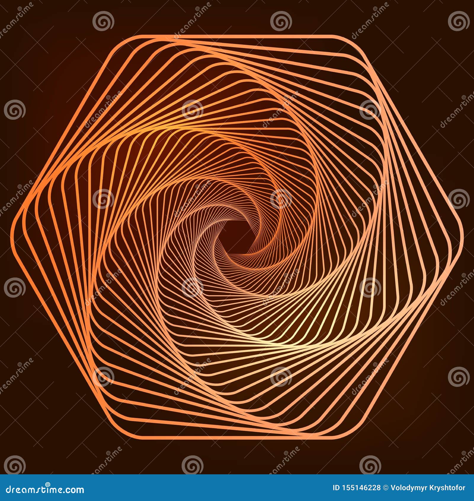 Swirling Symbol. Optical Illusion. Twisted Hexagon. 3D Wireframe ...