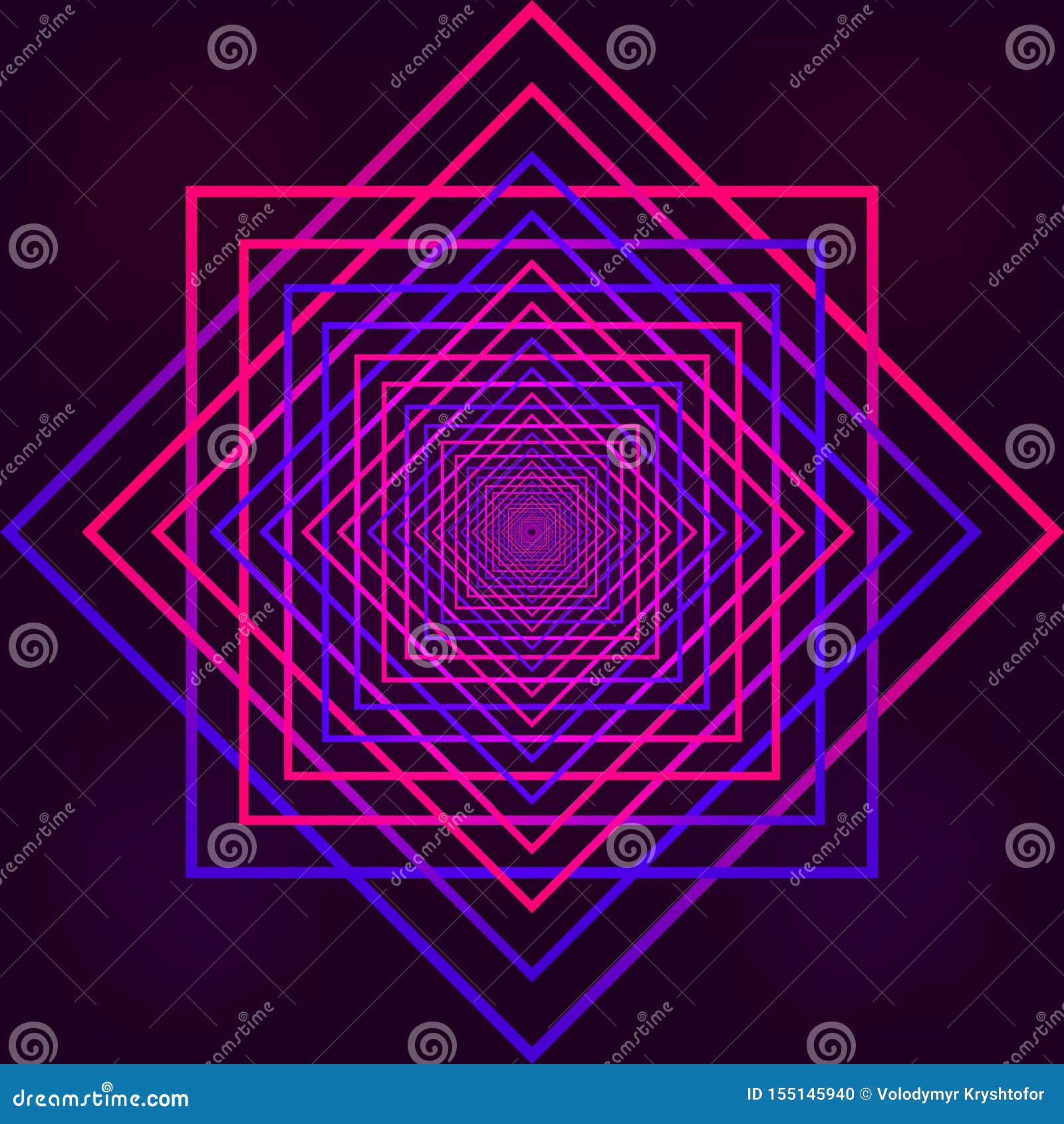 Swirling Symbol. Optical Illusion. Twisted Square. 3D Wireframe ...