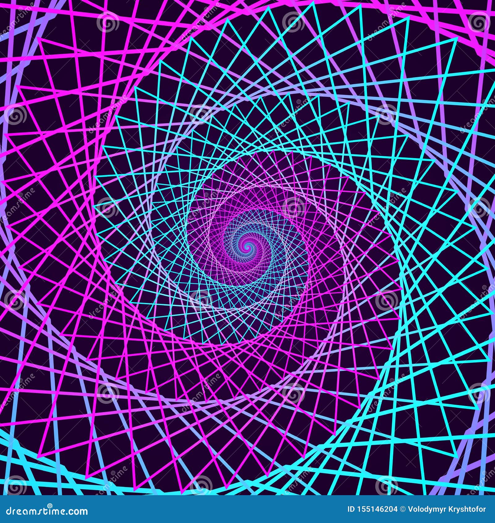 Swirling Symbol. Optical Illusion. Twisted Structure. 3D Wireframe ...