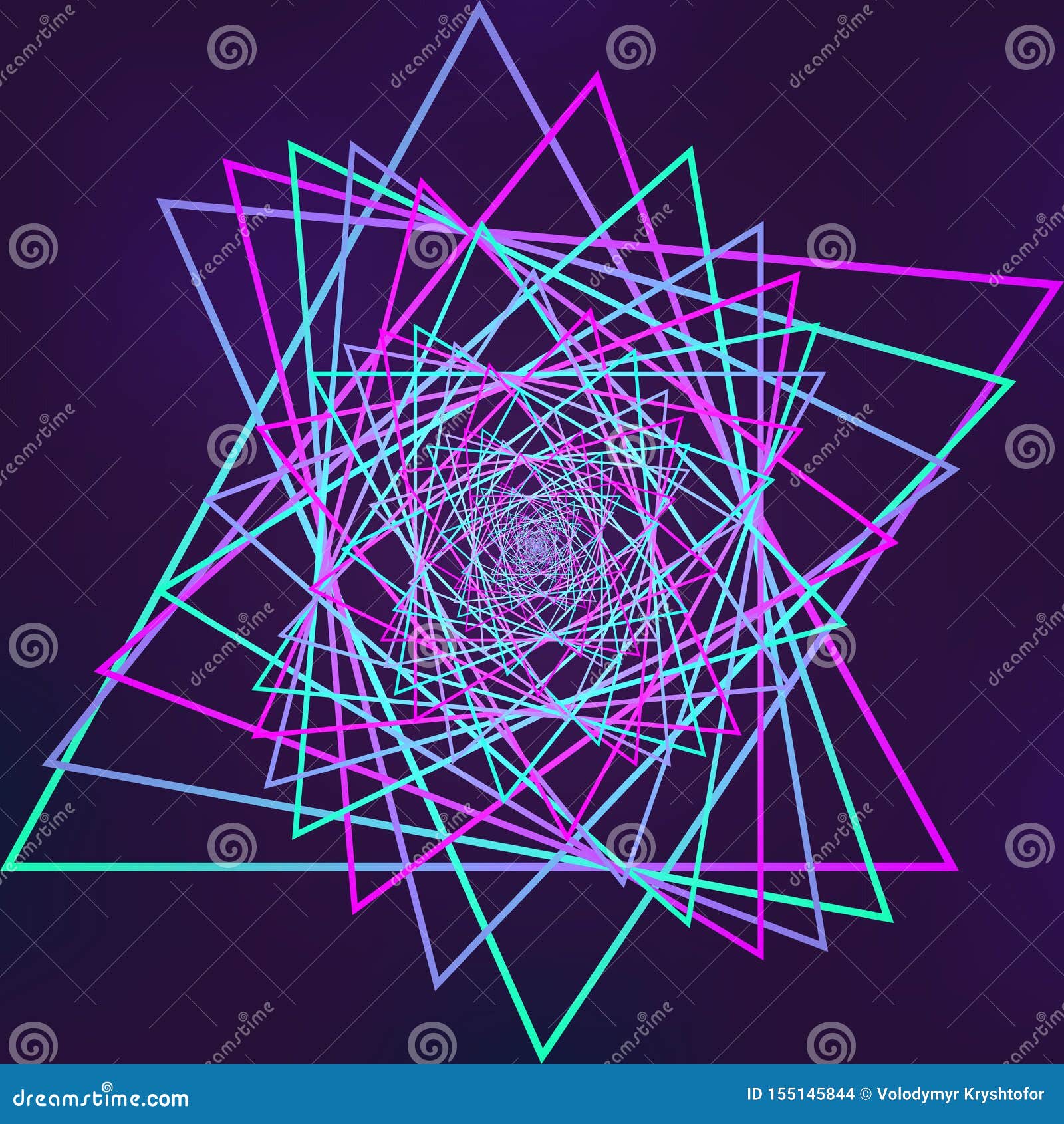 Swirling Symbol. Optical Illusion. Twisted Triangle. 3D Wireframe ...