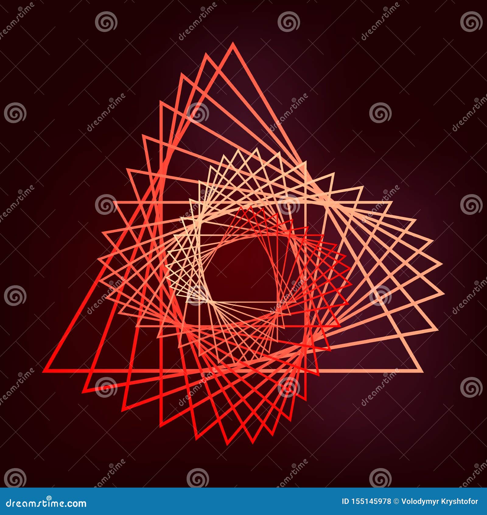 Swirling Symbol. Optical Illusion. Twisted Triangle. 3D Wireframe ...