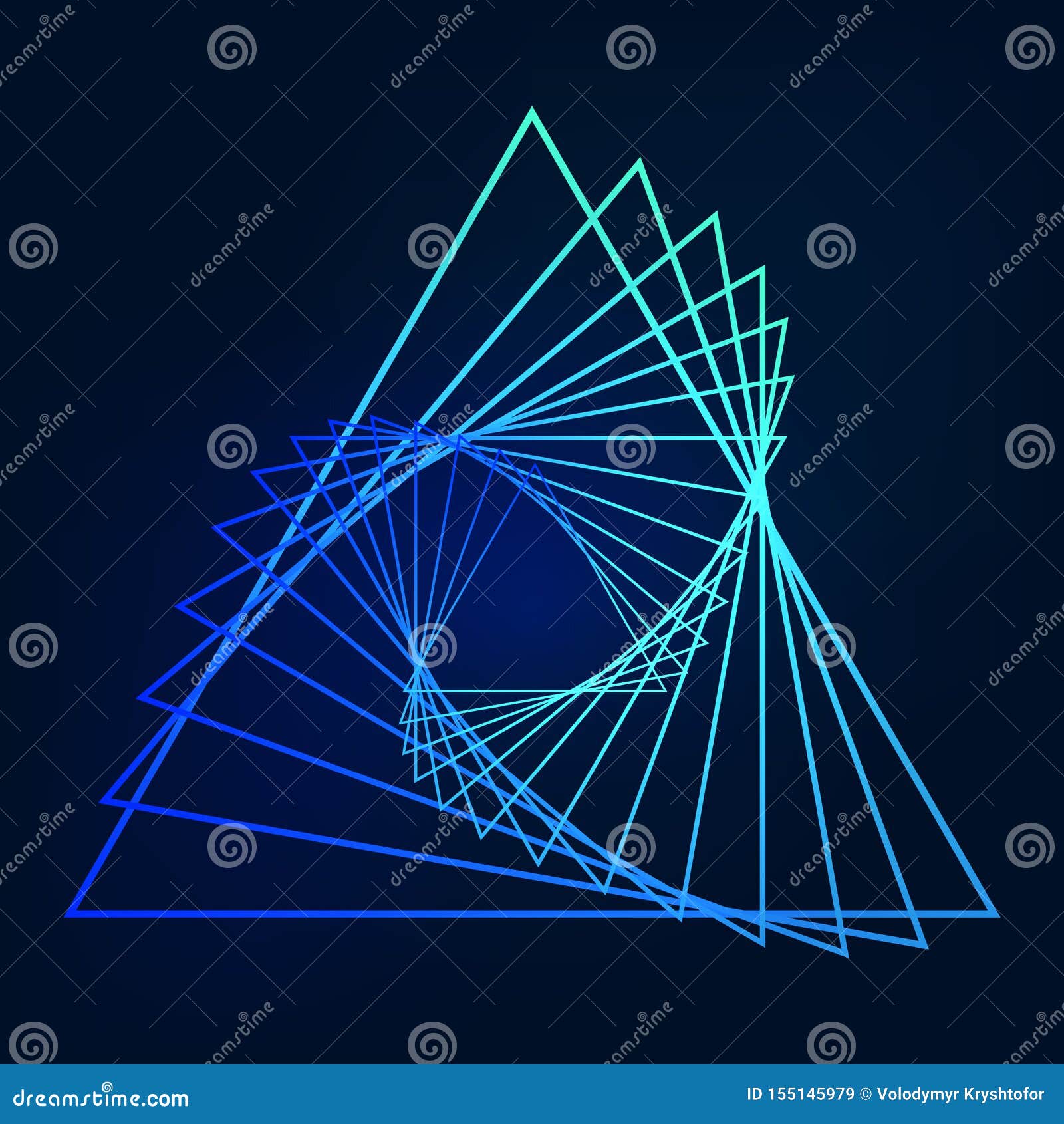 Swirling Symbol. Optical Illusion. Twisted Triangle. 3D Wireframe ...