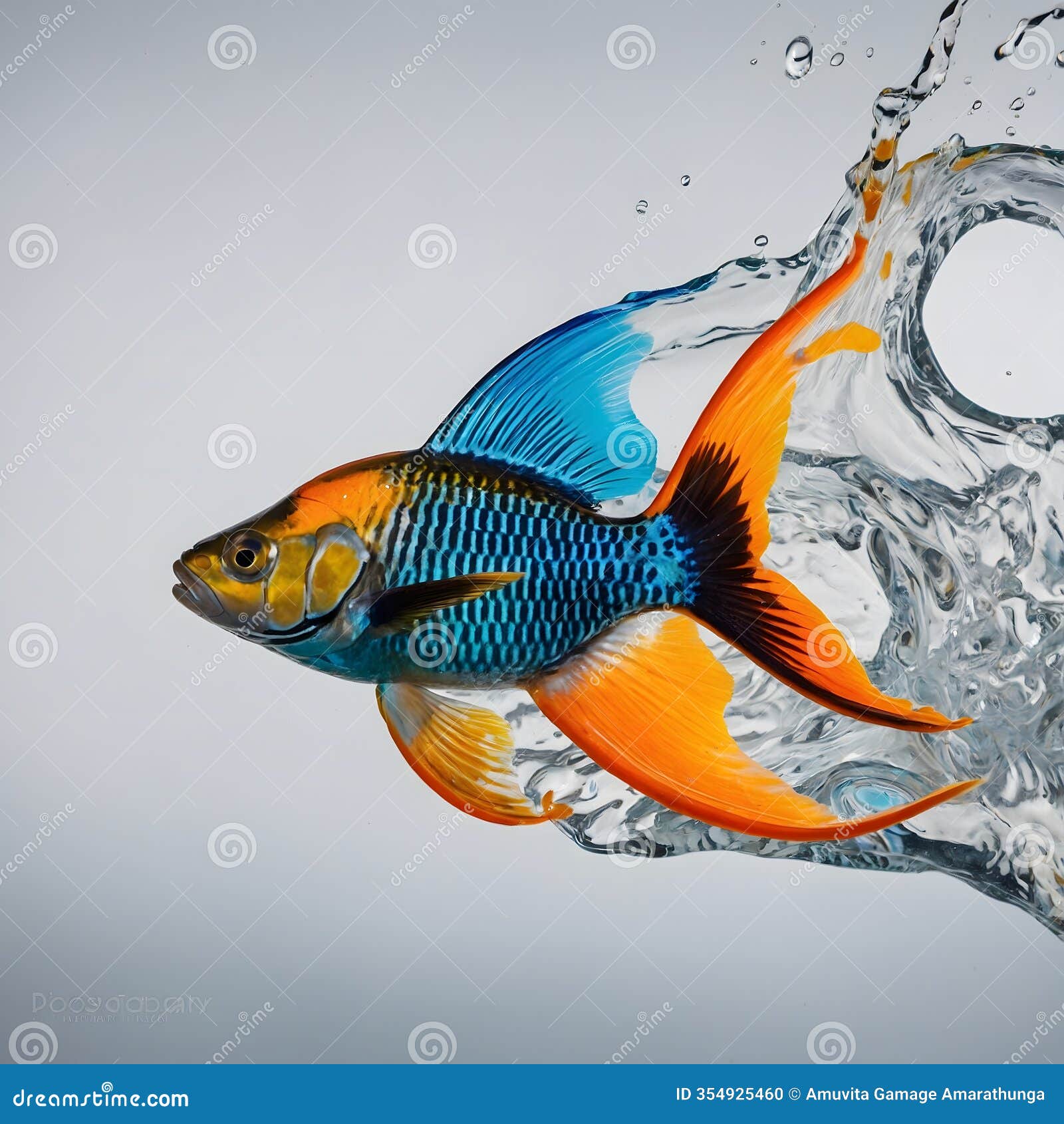 Swirling Tequila: Tequila Splitfin Gliding through a Colorful Splash of ...