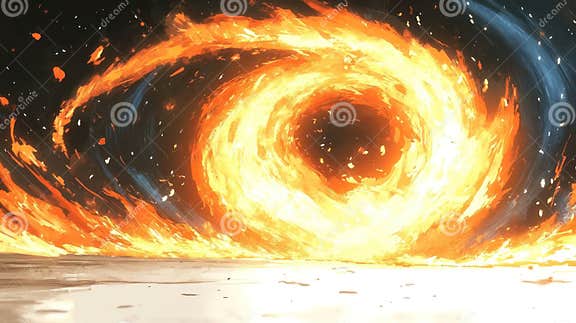 A Swirling Vortex of Fire Against a Dark Background, Creating a ...