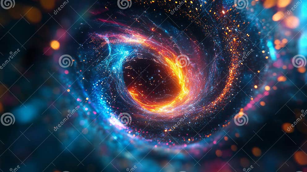 A Swirling Vortex of Fire and Light in a Dark Cosmic Void Stock Illustration - Illustration of ...