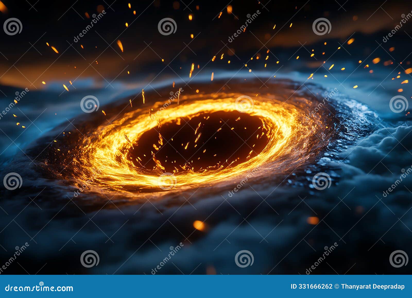 A Swirling Vortex of Fire and Sparks Against a Dark, Cloudy Backdrop ...