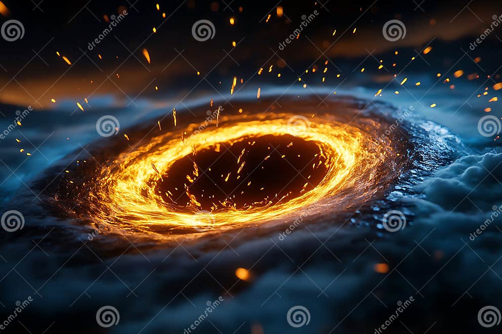 A Swirling Vortex of Fire and Sparks Against a Dark, Cloudy Backdrop ...