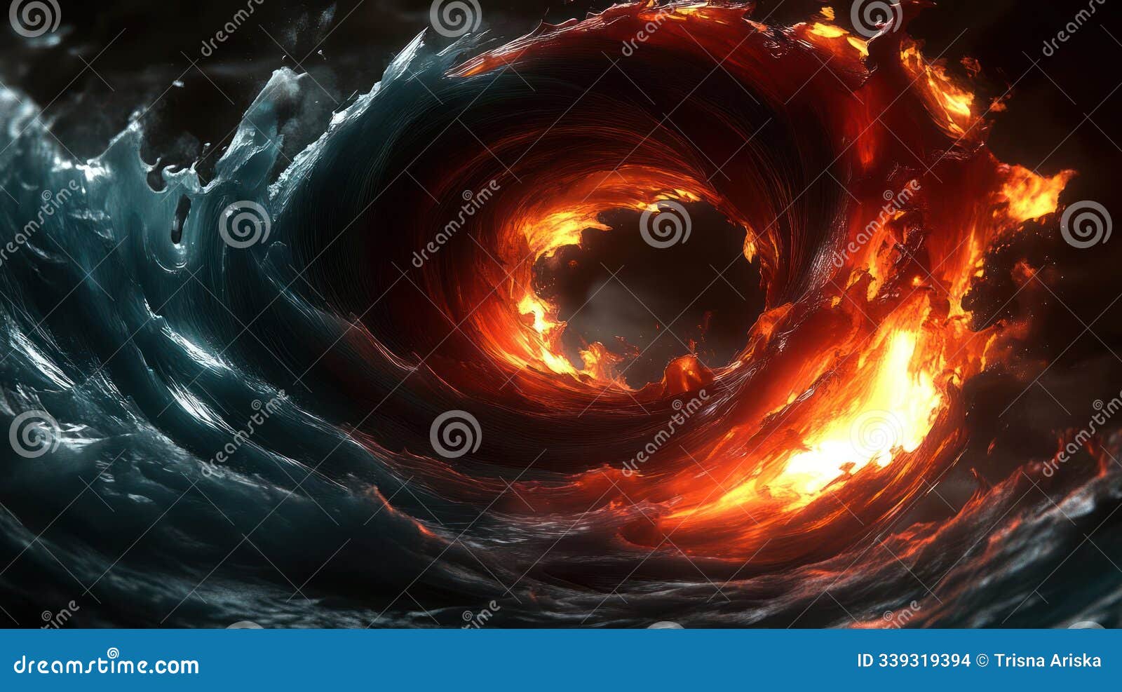 A Swirling Vortex of Fire and Water, Blending Elements in a Dramatic ...