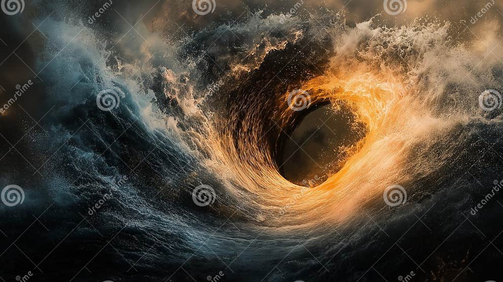 Swirling Vortex of Fire and Water Colliding in a Dramatic Landscape ...