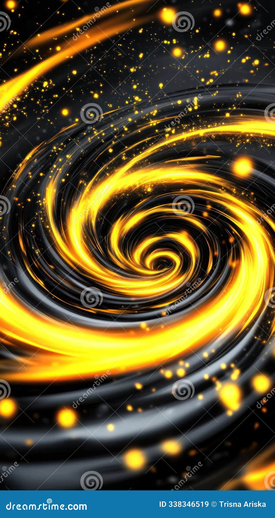 A Swirling Vortex of Golden Light and Dark Background, Creating a ...