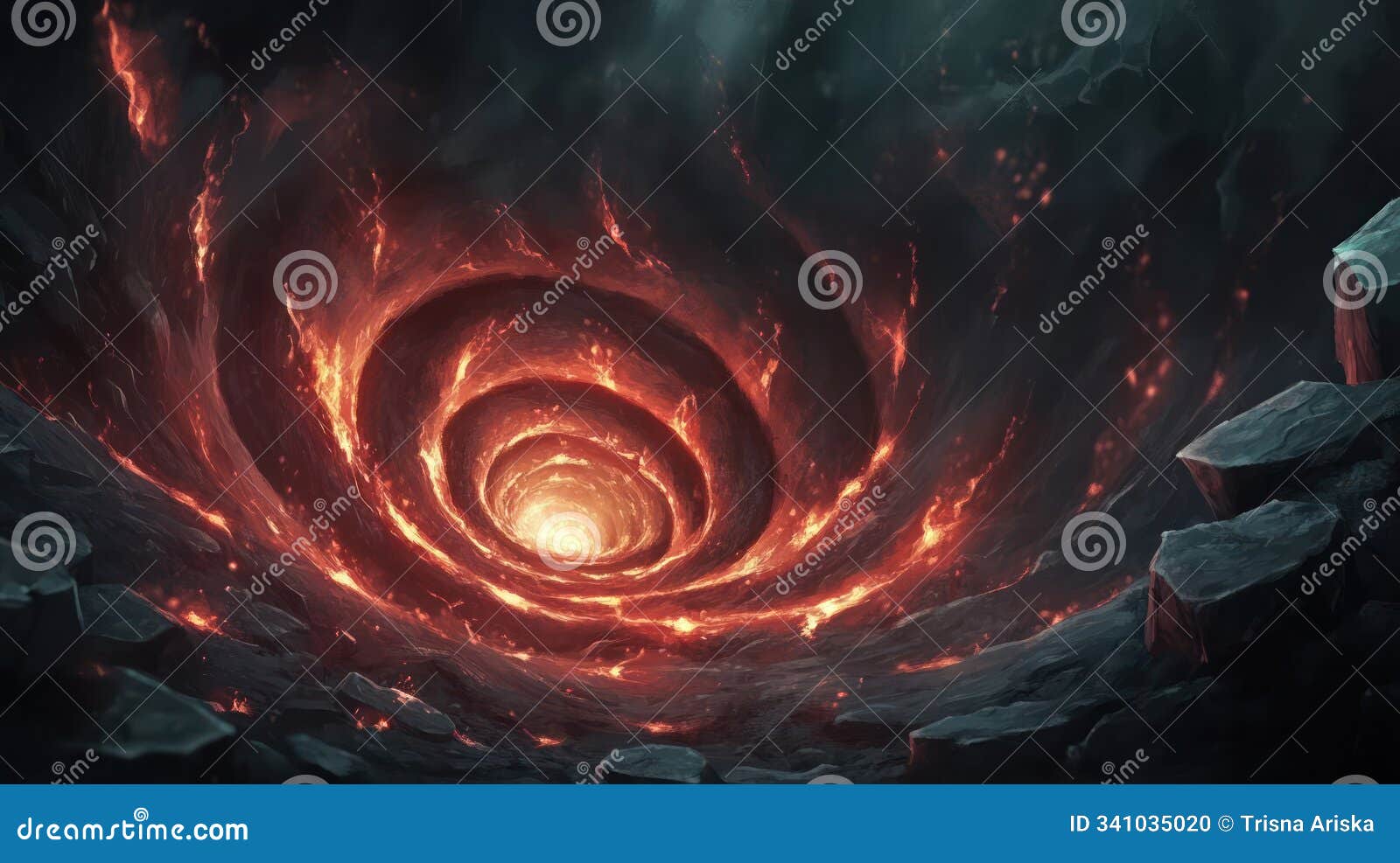 Volcanic Vortex An Eruption Of Molten Lava Ash And Gases From Stock ...