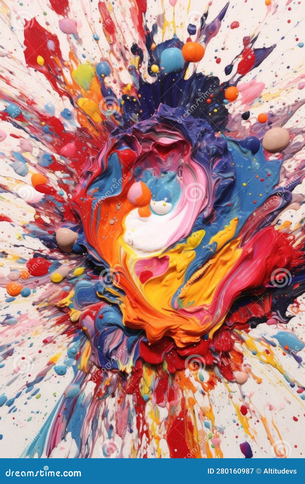 Swirling Vortex of Vibrant Paint Splatters Stock Illustration ...