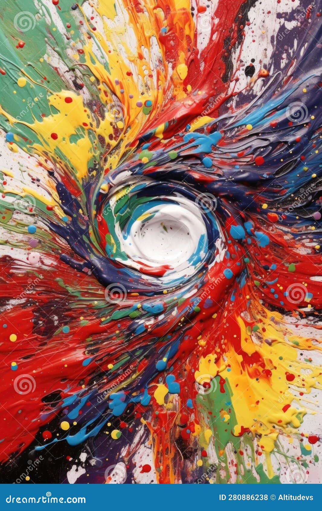 Swirling Vortex of Vibrant Paint Splatters Stock Illustration ...