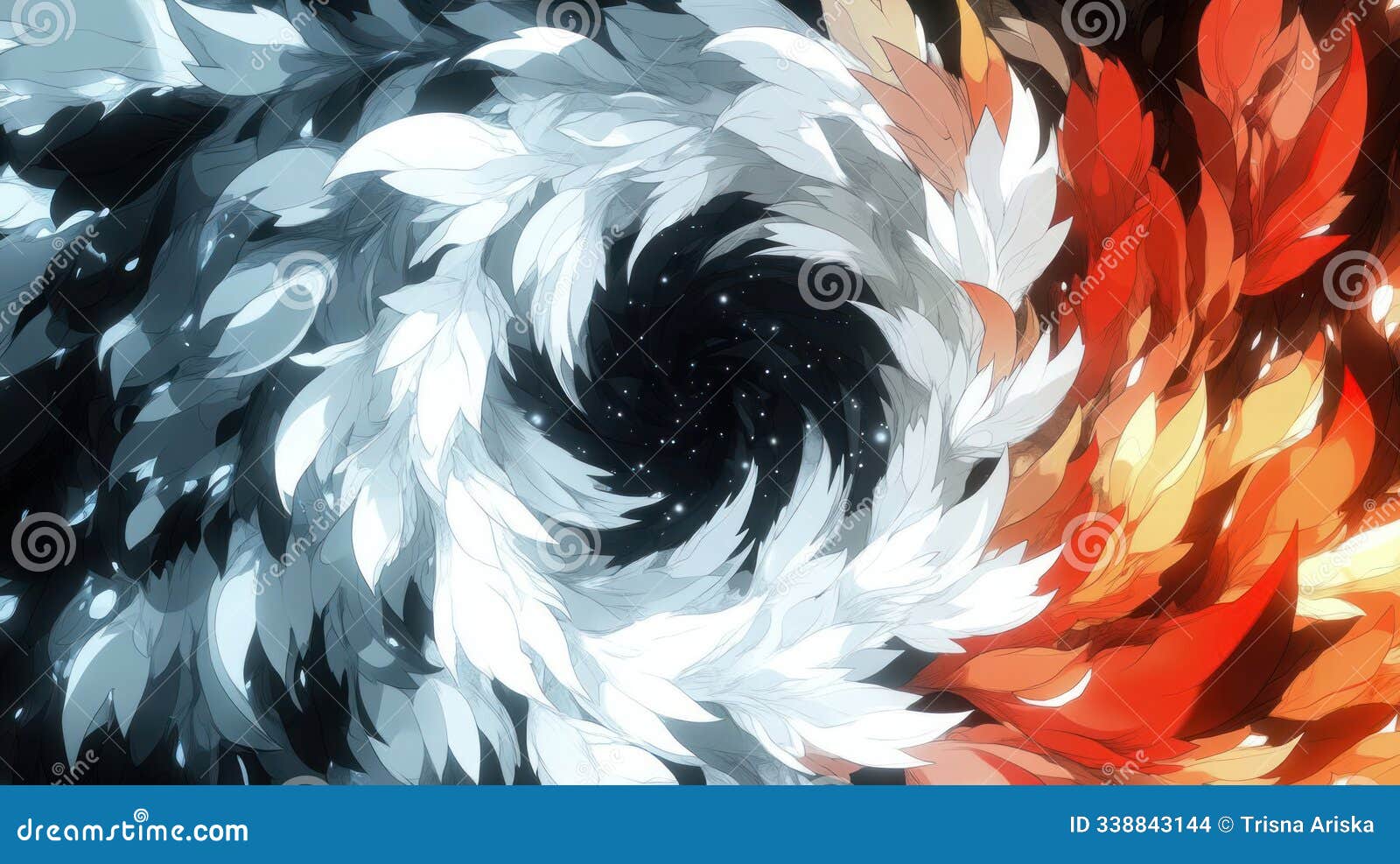 A Swirling Vortex of White and Red Leaves, Creating a Dynamic and ...