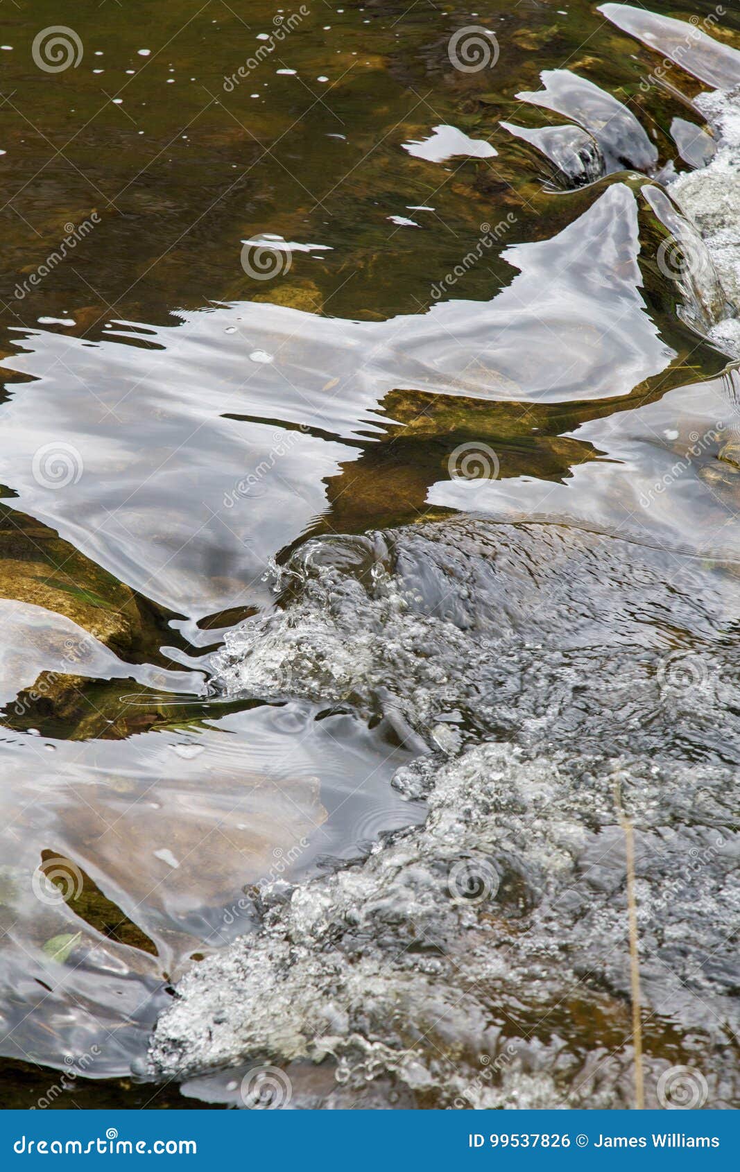 Swirling, Reflective Surface of a Fast Flowing River Stock Photo ...