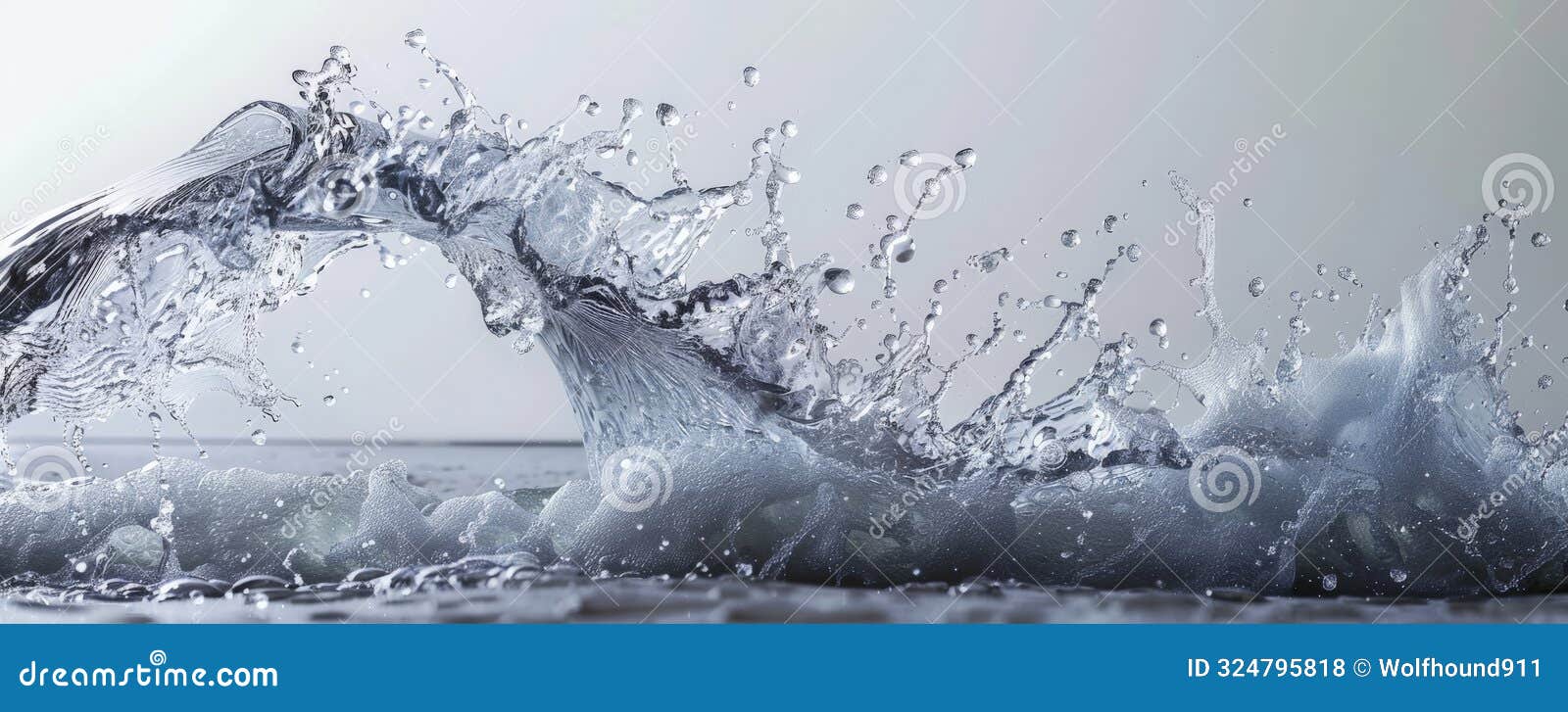 A Swirling Wave of Water Captured Mid-splash, with Droplets Radiating ...