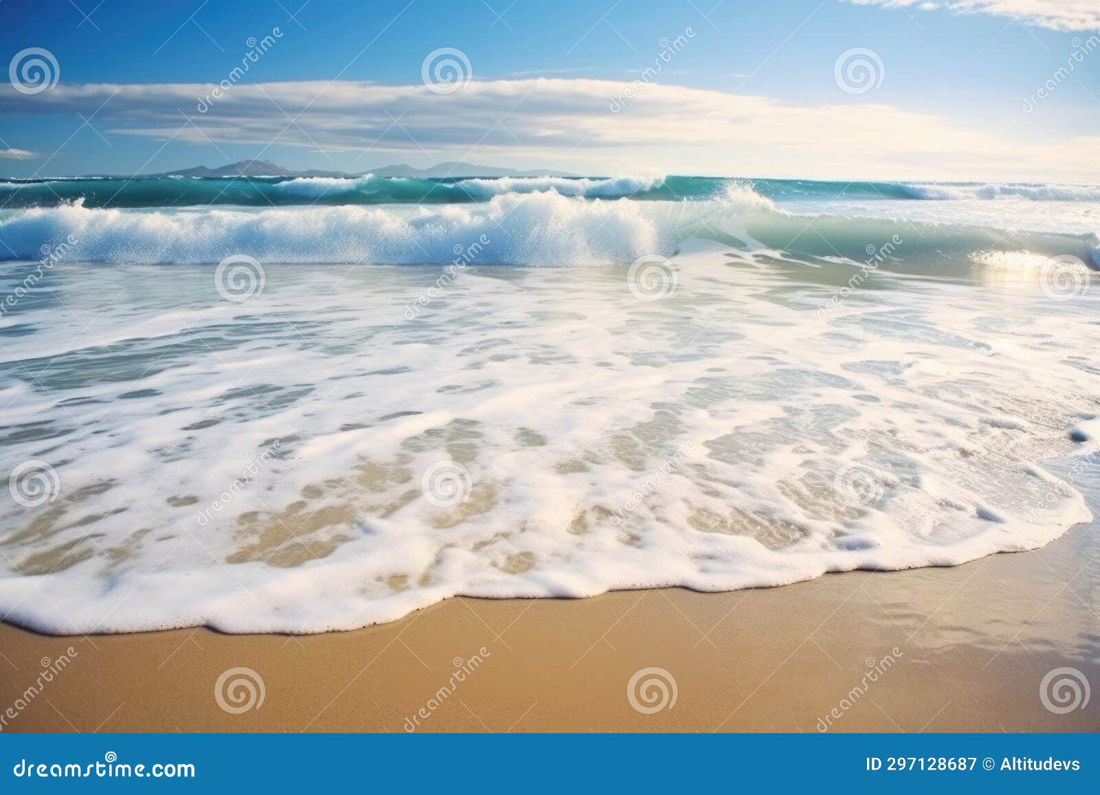 Swirling Waves on a Sandy Ocean Beach Stock Image - Image of beach ...