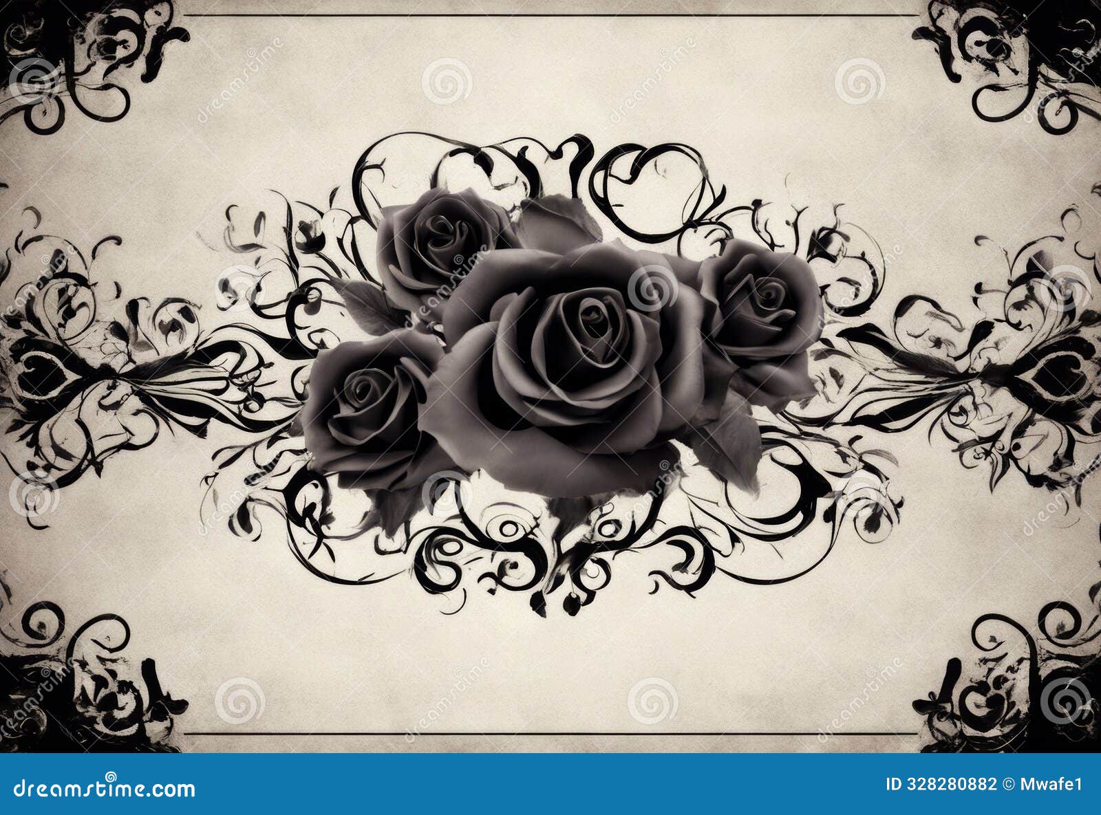 Swirls Embellishment Roses Divider Black Stock Photo - Image of swirls ...